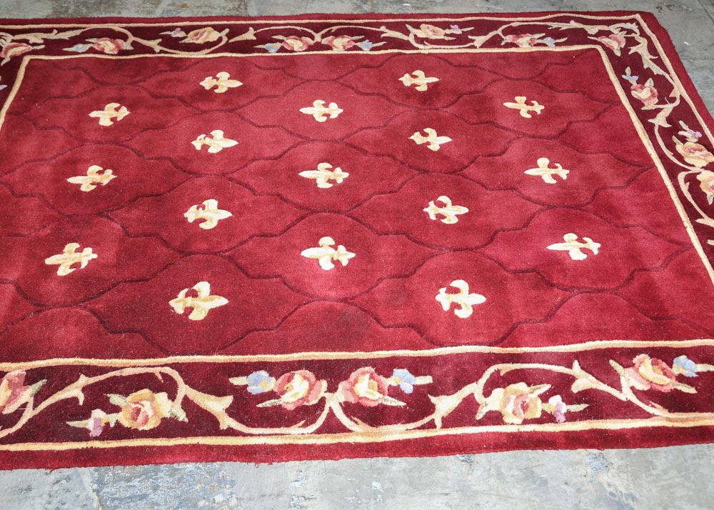 Burgundy Royal Palace Special Edition Fleur de Lis Wool Rug | EBTH