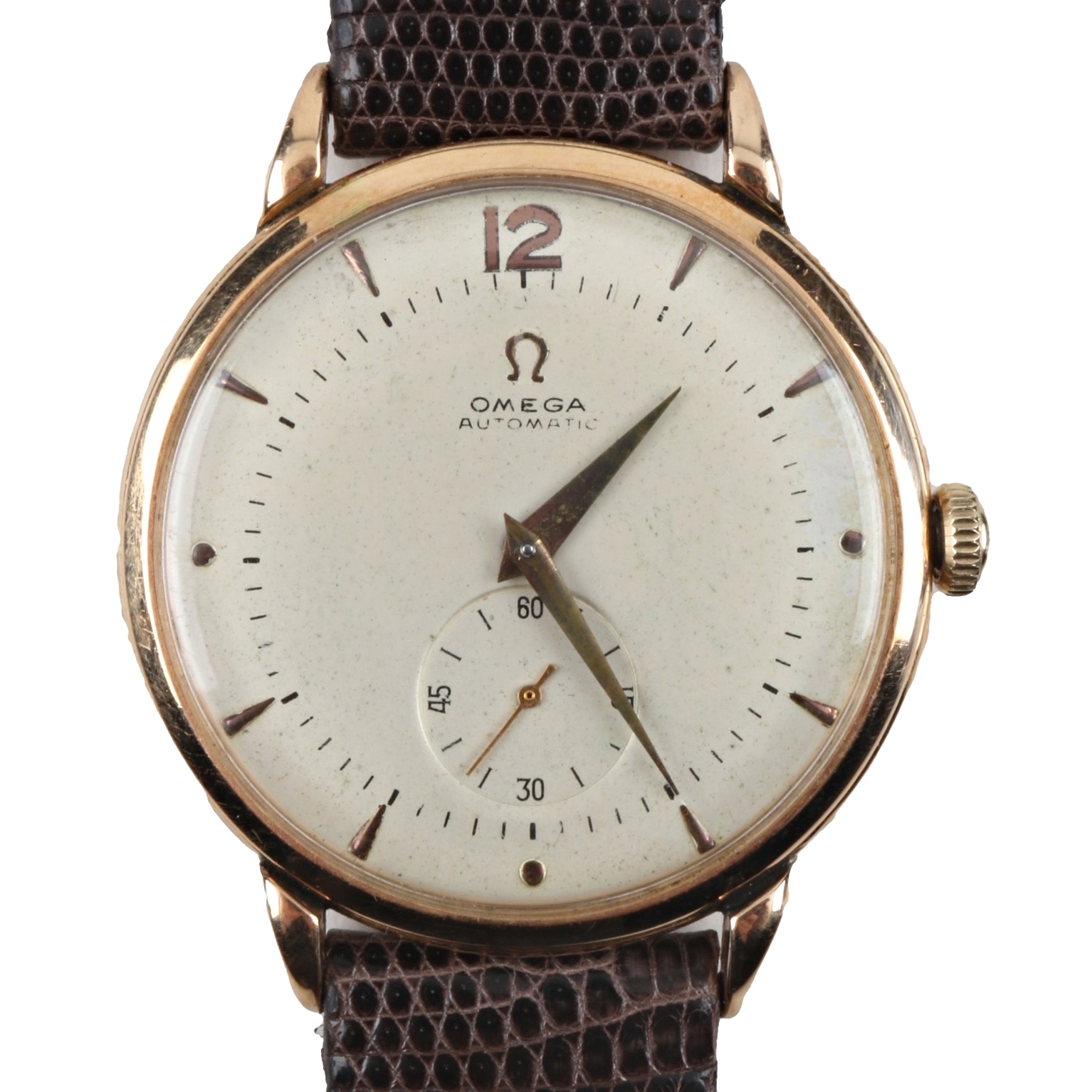 18K Yellow Gold Omega Automatic Watch with Lizard Band | EBTH