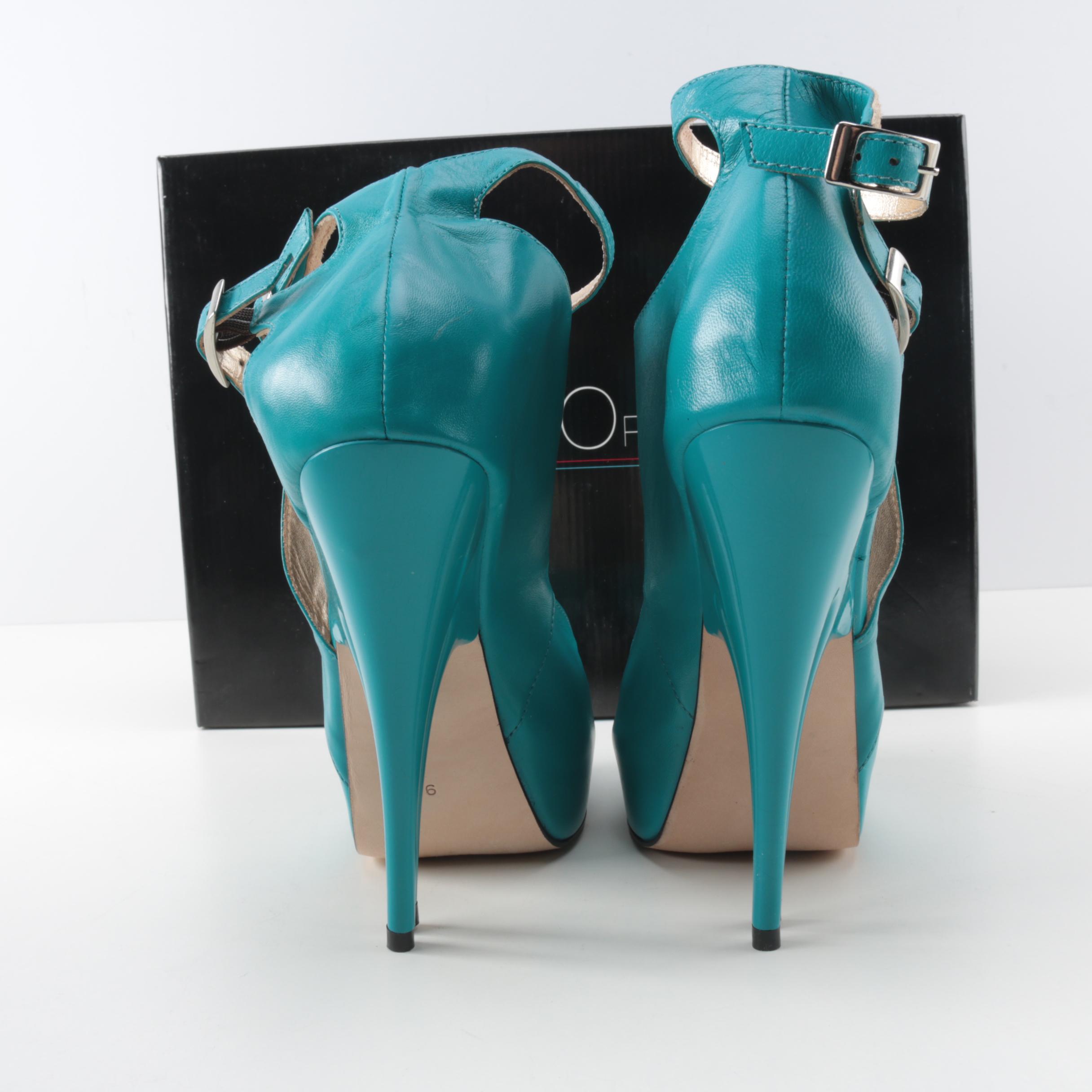 Christopher Coy Dual Heeled Stilettos in Aqua Leather | EBTH