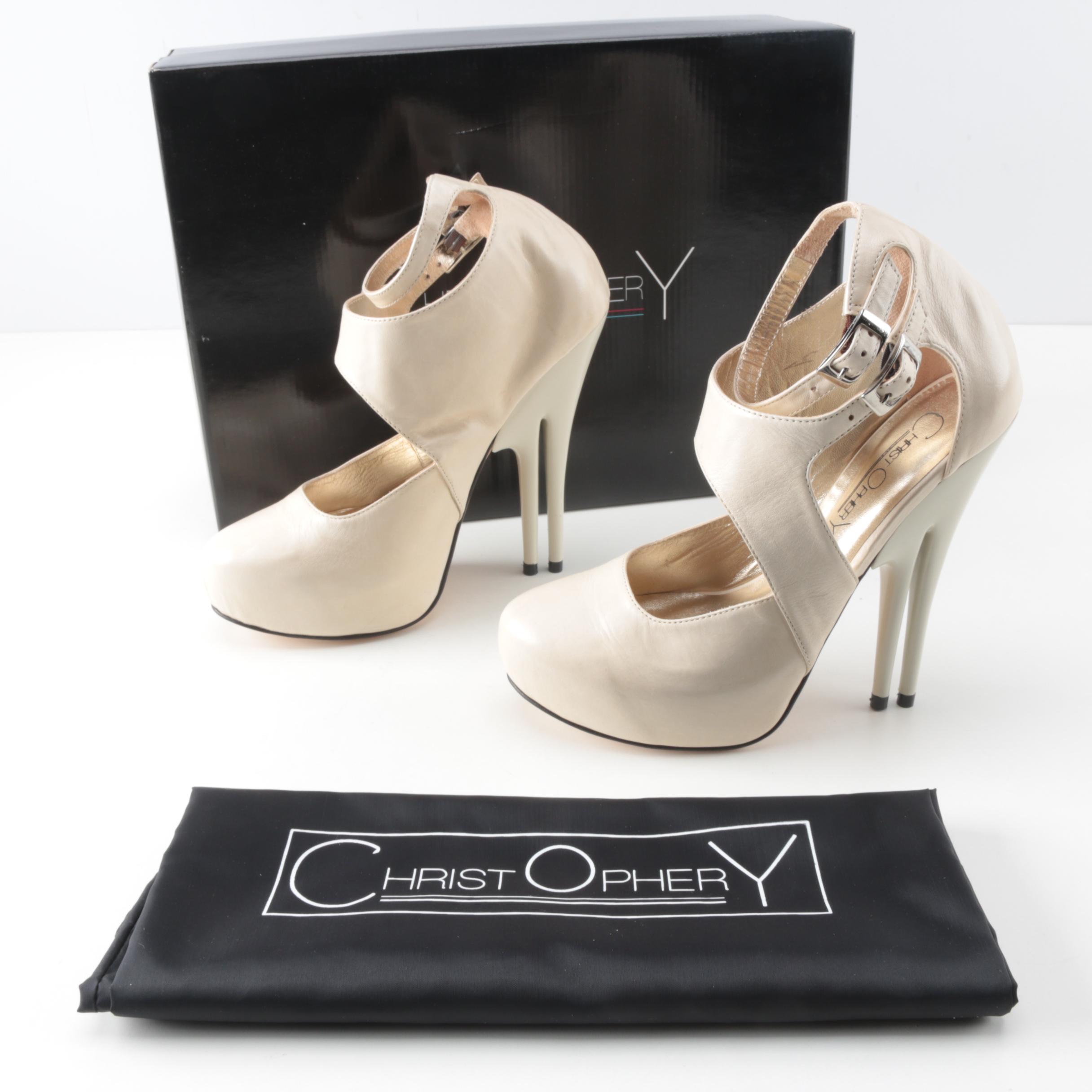 Christopher Coy Dual Heeled Stilettos in Aqua Leather | EBTH