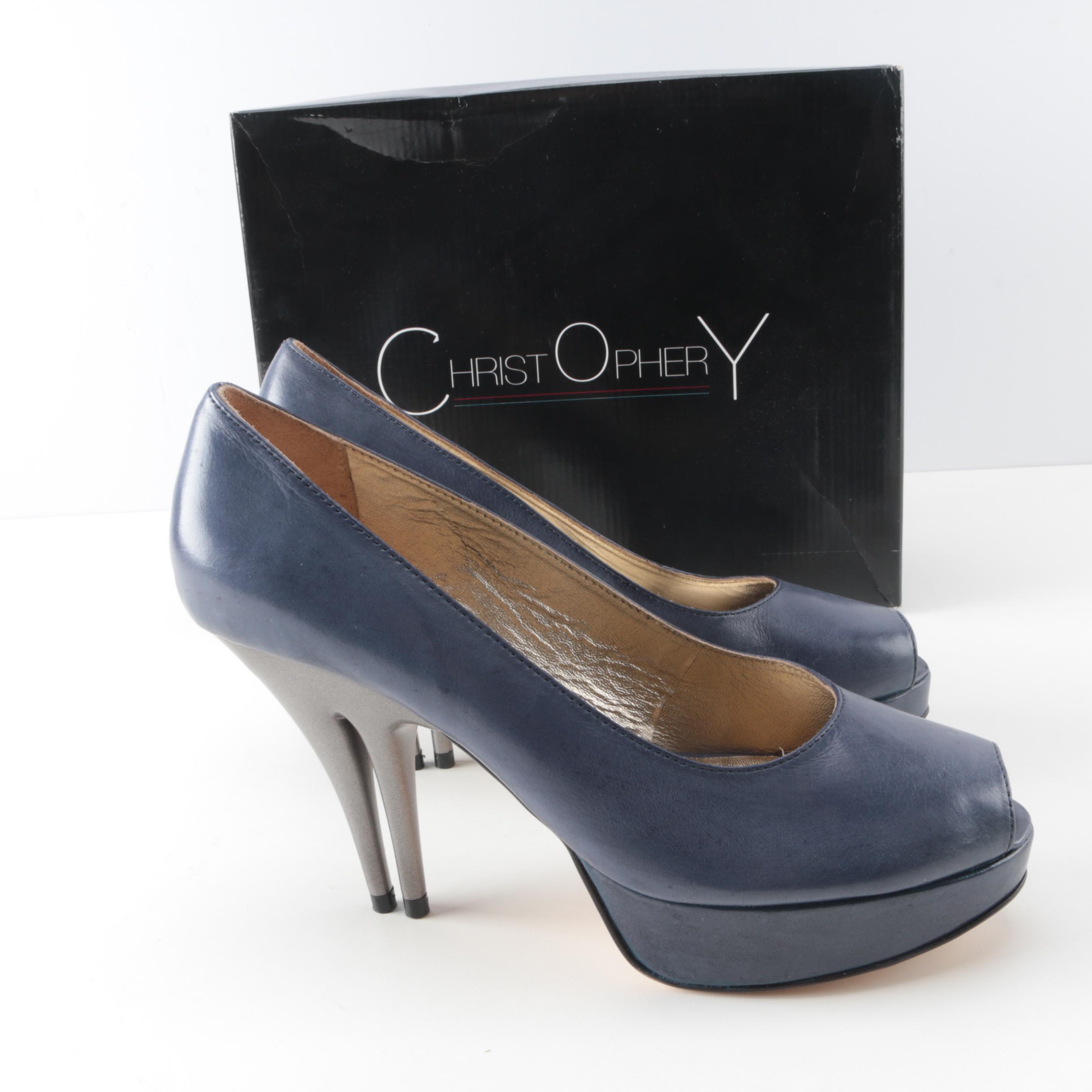 Christopher Coy Dual Heeled Stilettos in Aqua Leather | EBTH