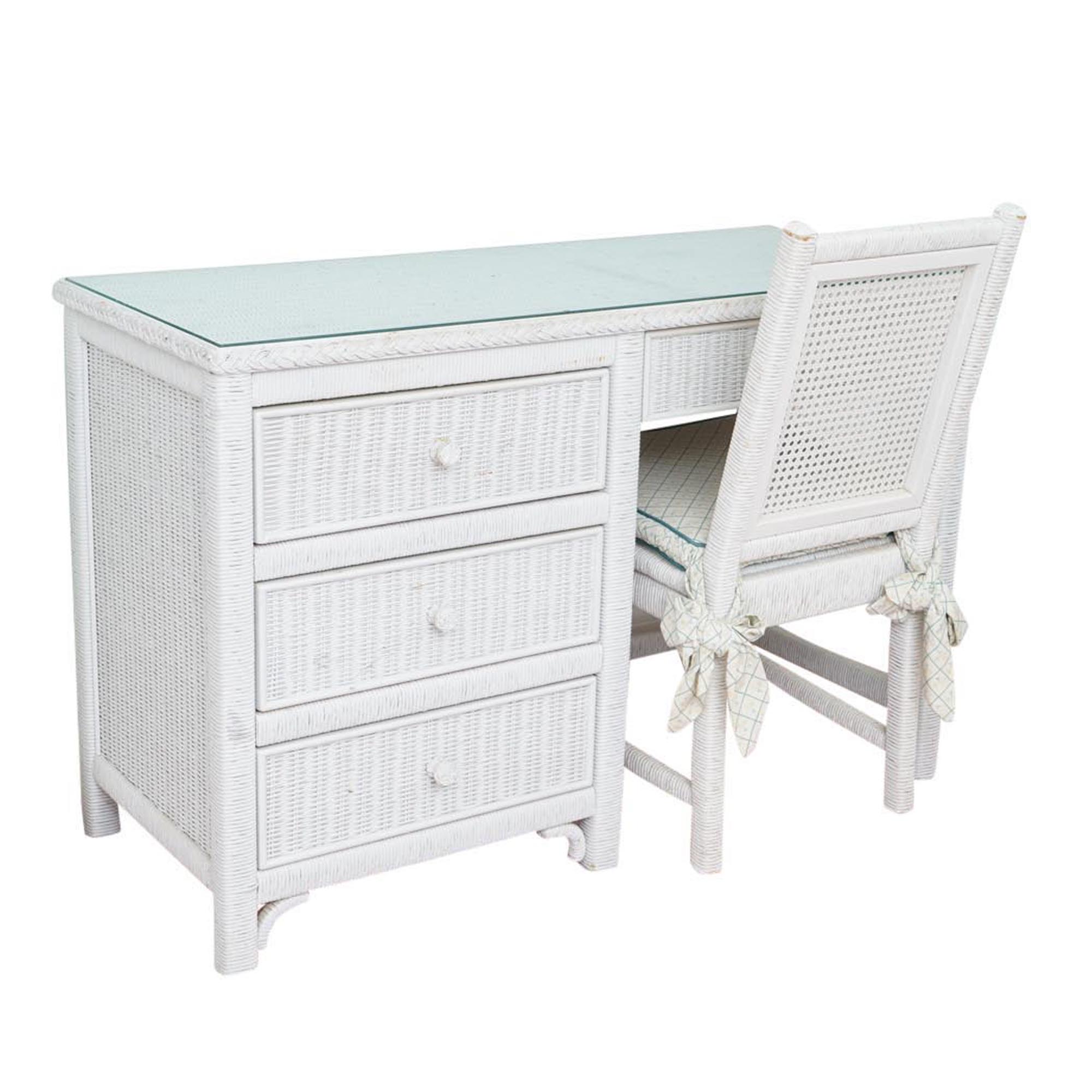 Henry Link Wicker Desk and Chair | EBTH