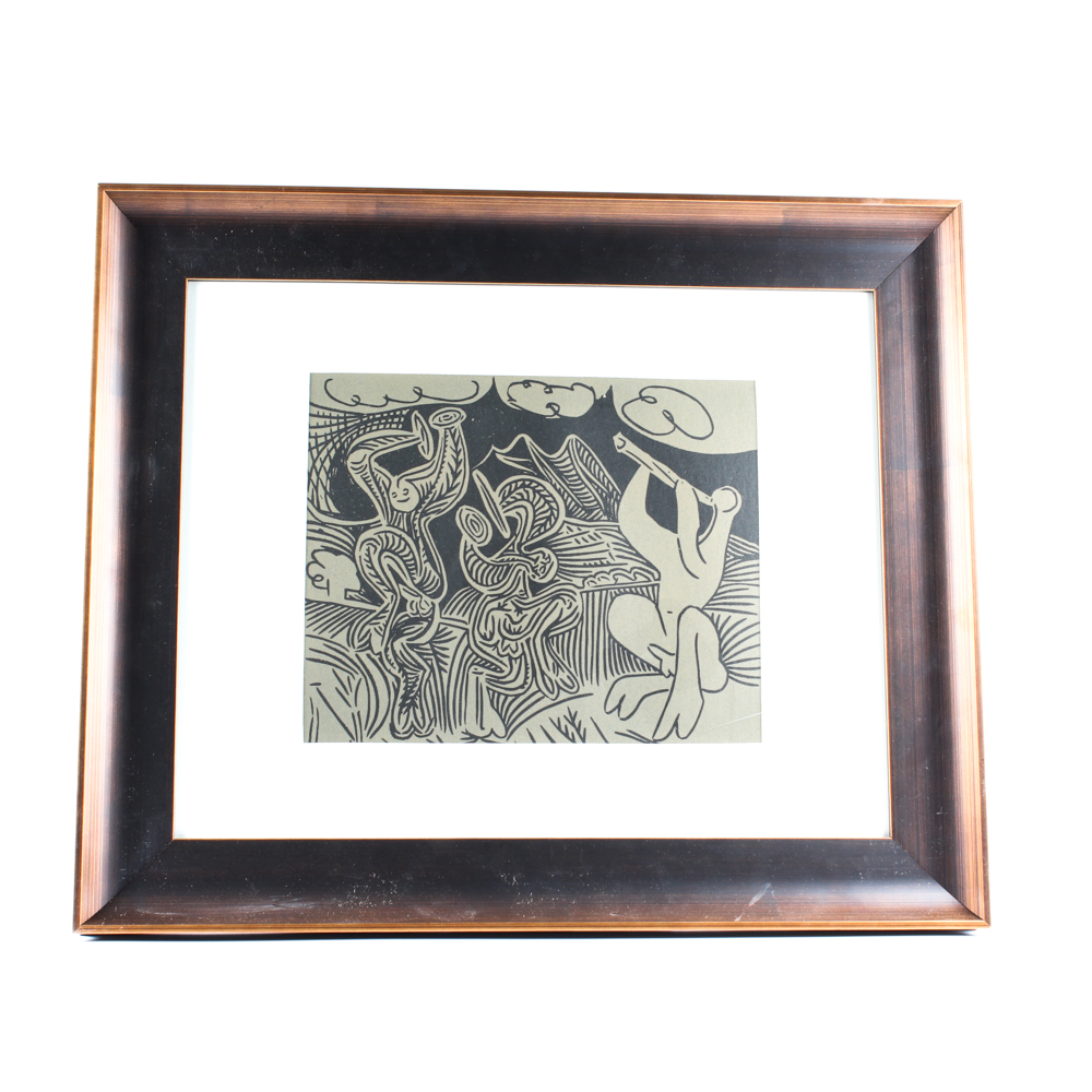Pablo Picasso 1962 Color Linocut "Dancing Satyrs and Flute Player" | EBTH