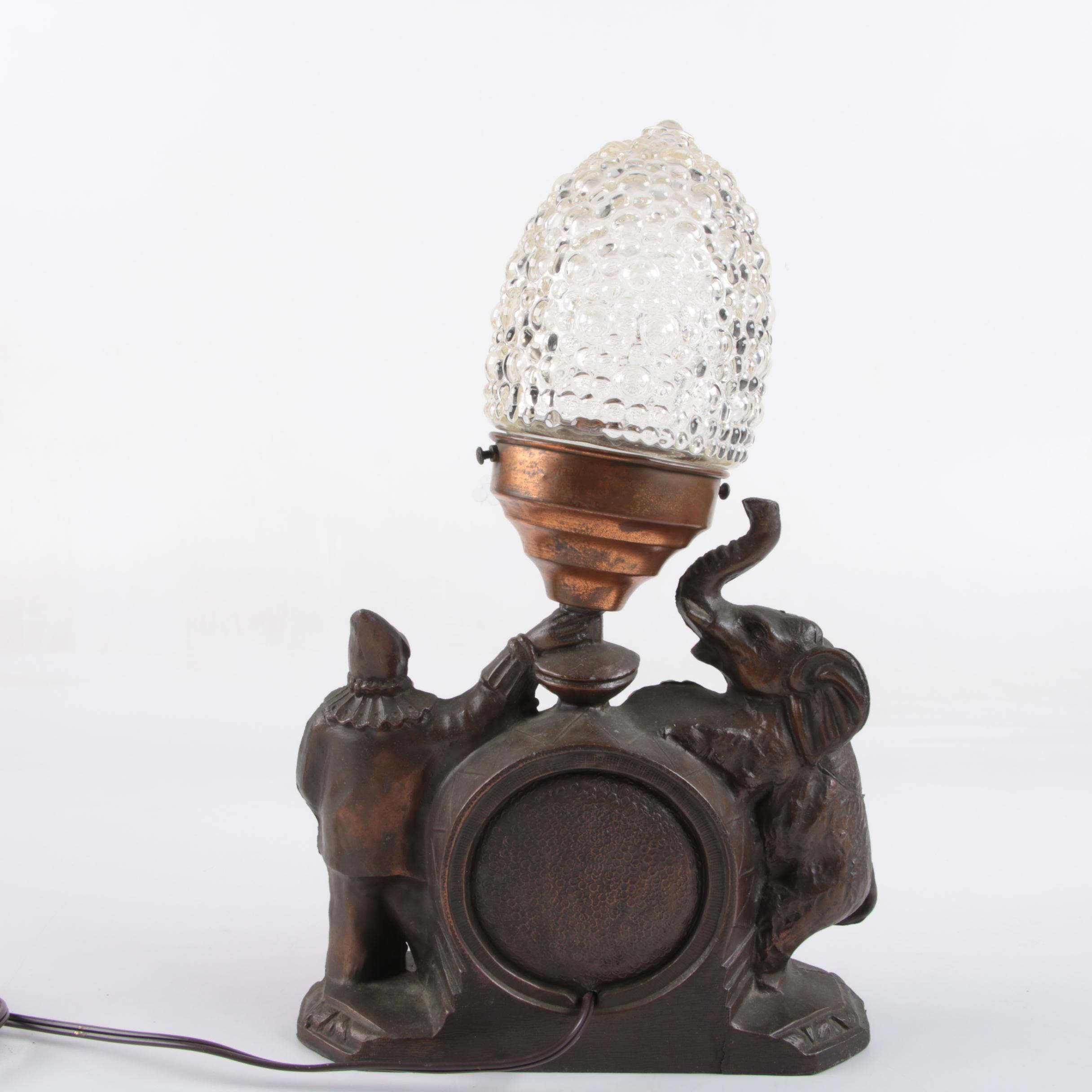 Circus Theme Bronze Tone Lamp | EBTH
