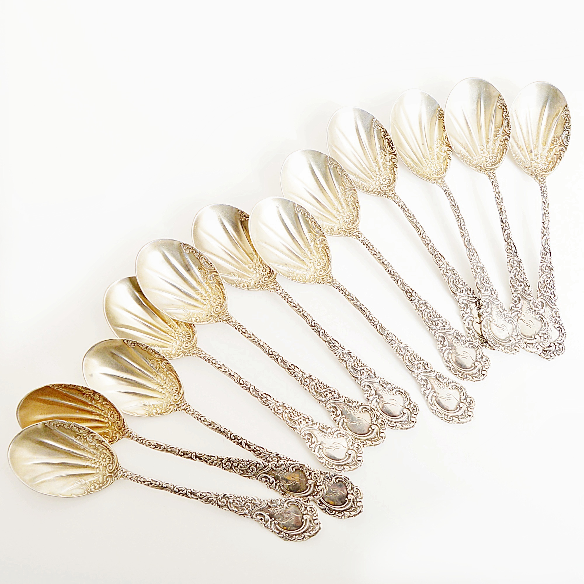 Set of Antique Wallace "Louvre" Sterling Silver Ice Cream Spoons | EBTH