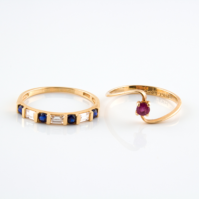 14K Yellow Gold Ruby and Sapphire Rings | EBTH