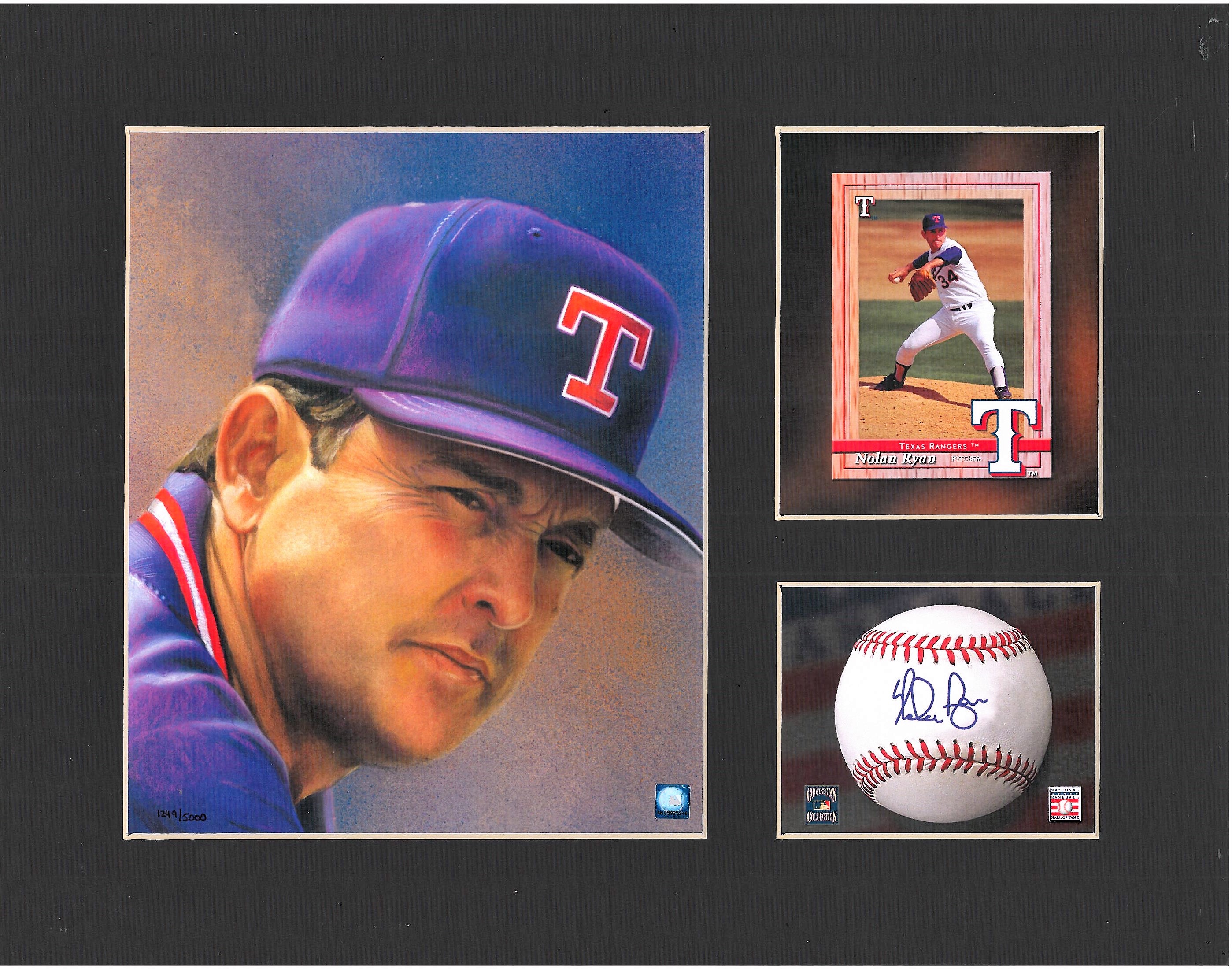 Nolan Ryan - Rangers - Original Hand-Painted Portrait and Framed LE ...