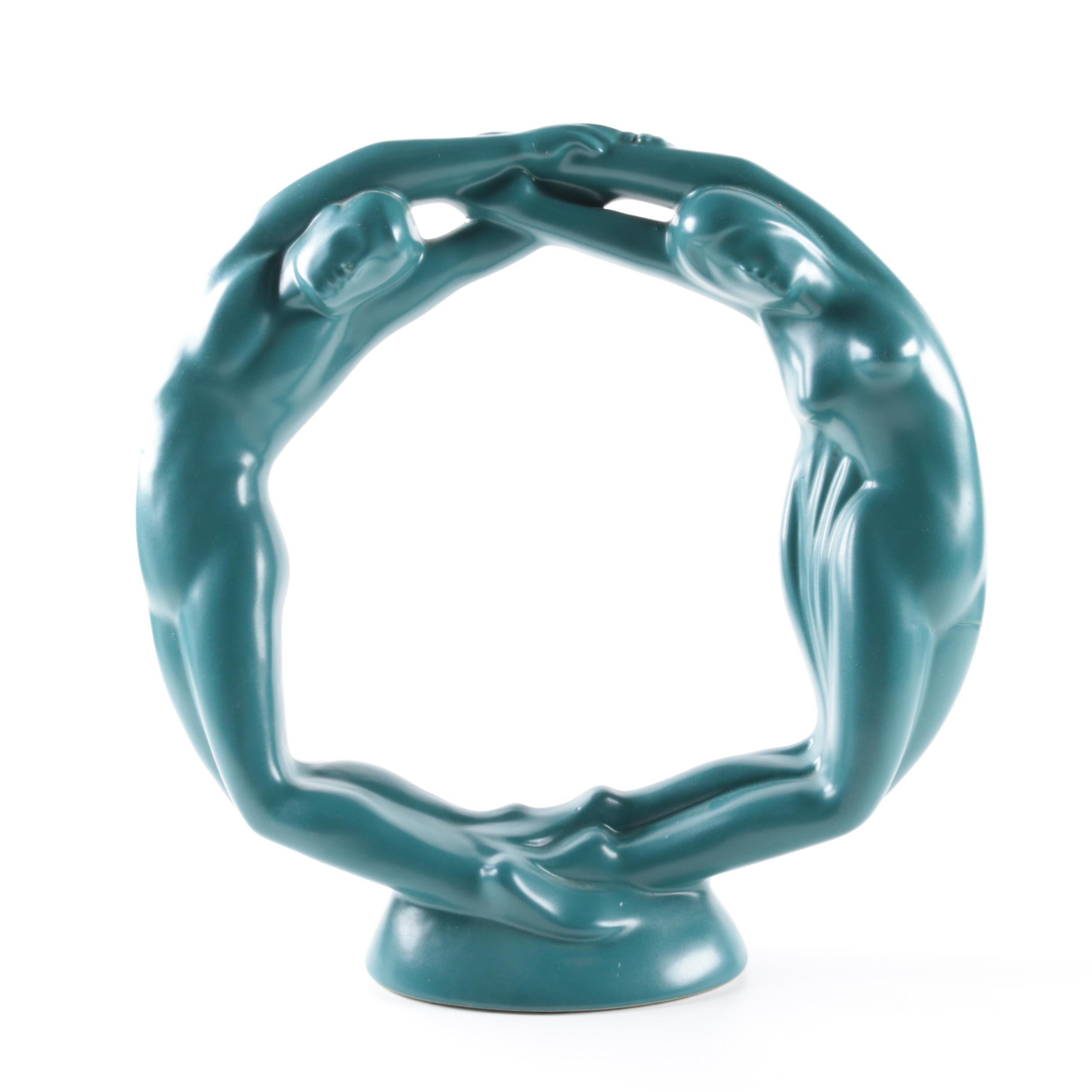 Haeger Green Glazed "Eternity Circle of Love" Figurine Statue | EBTH
