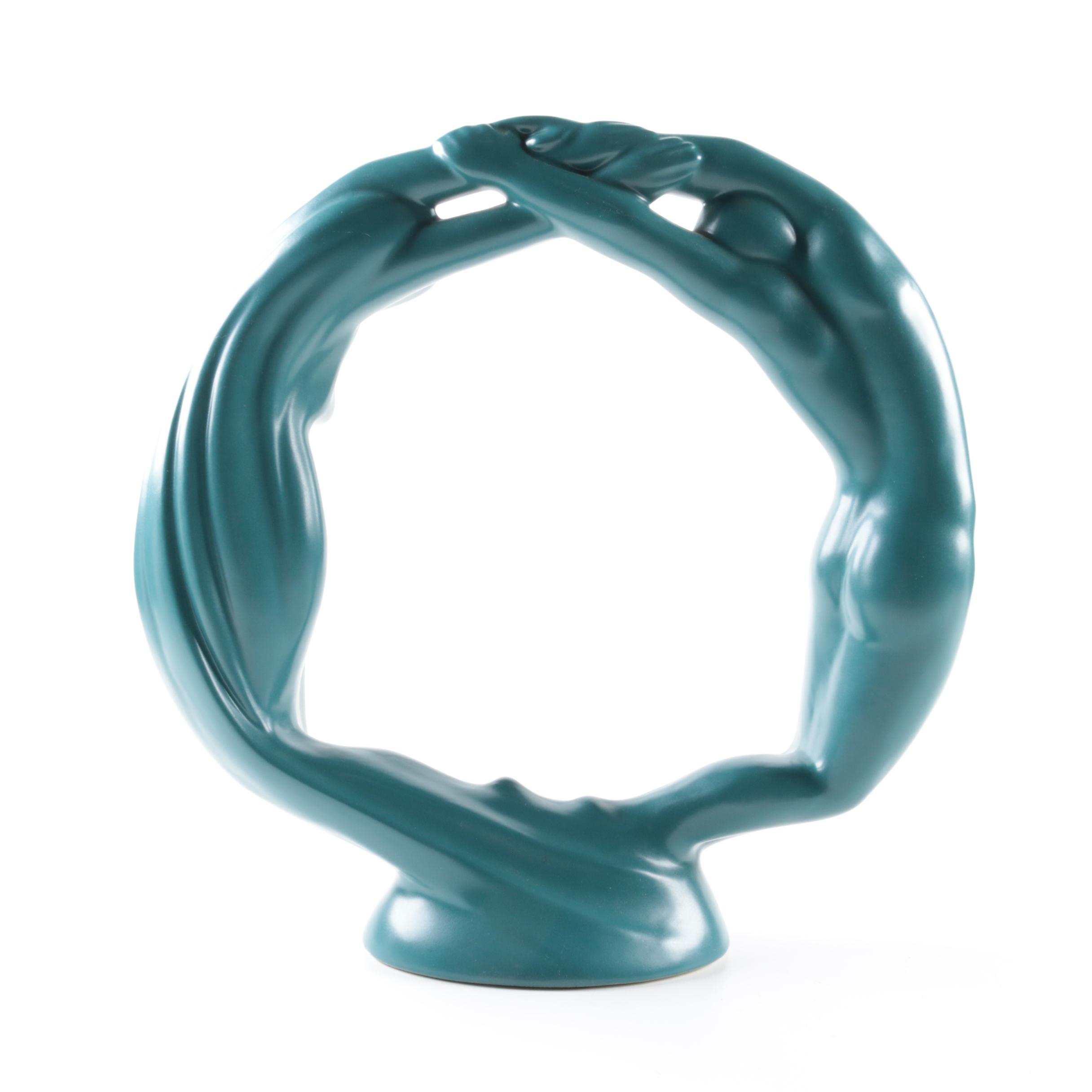 Haeger Green Glazed "Eternity Circle of Love" Figurine Statue | EBTH