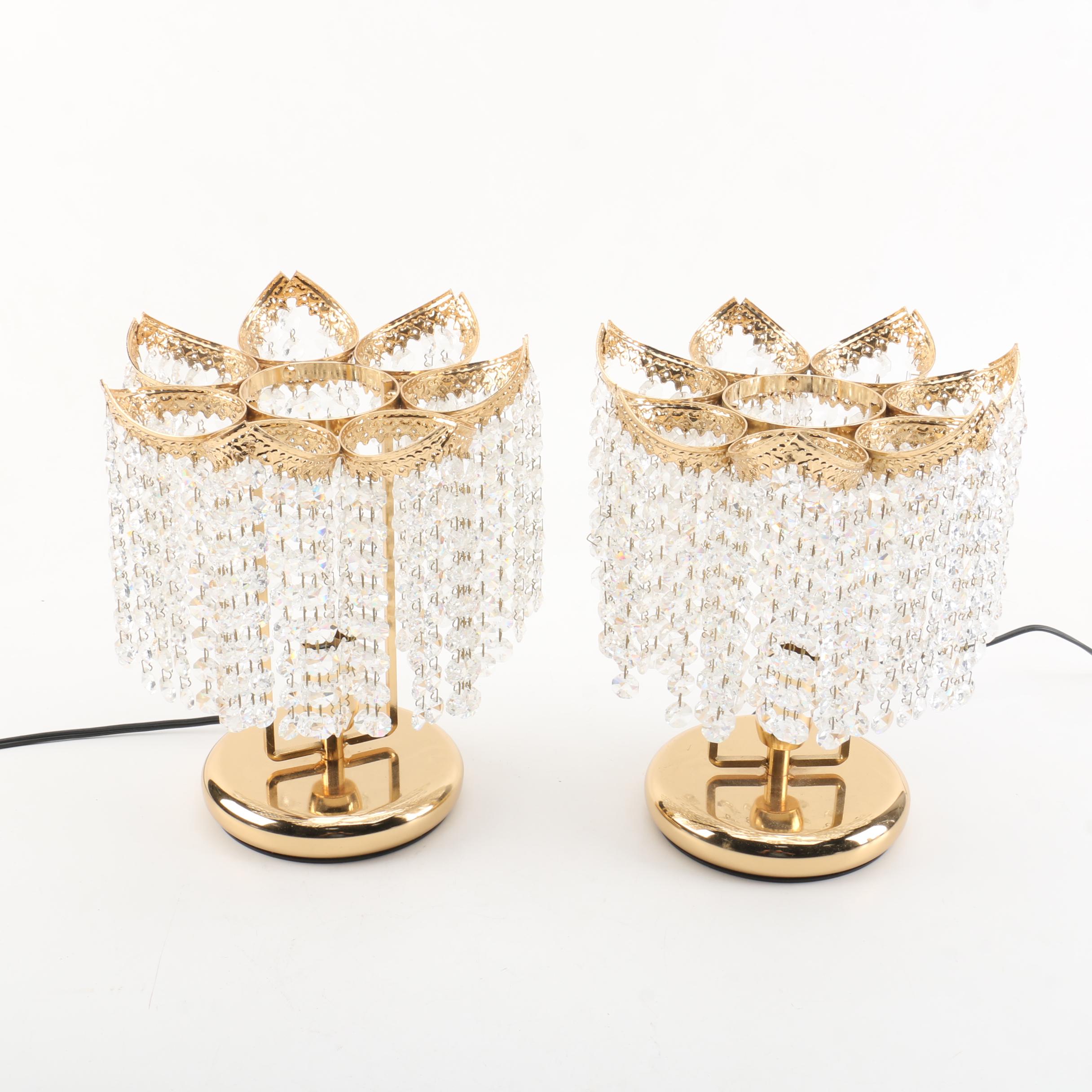 Pair of Crystal Chandelier Table Lamps | EBTH