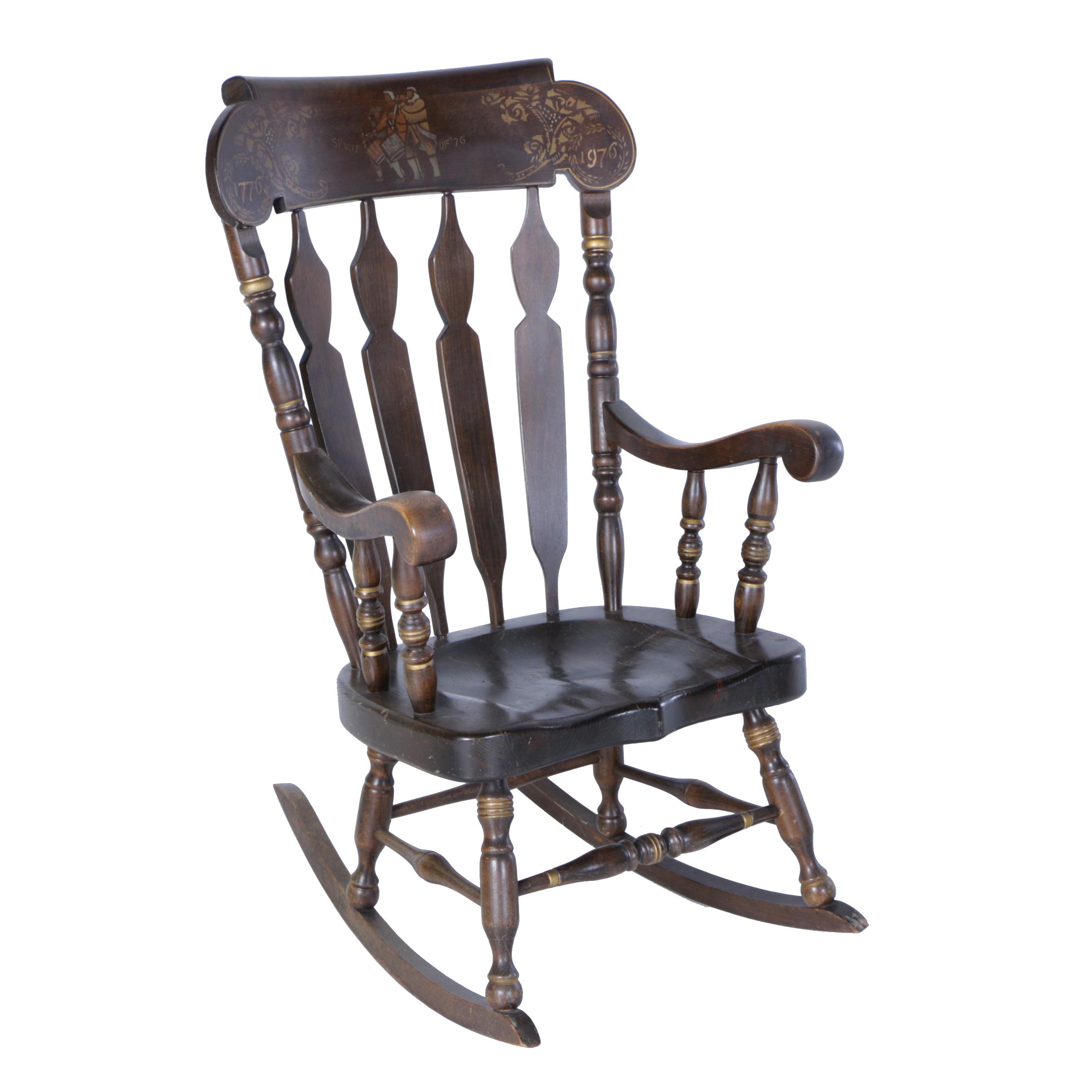 Bicentennial Stenciled Pine Rocking Chair by Lock 1776 | EBTH