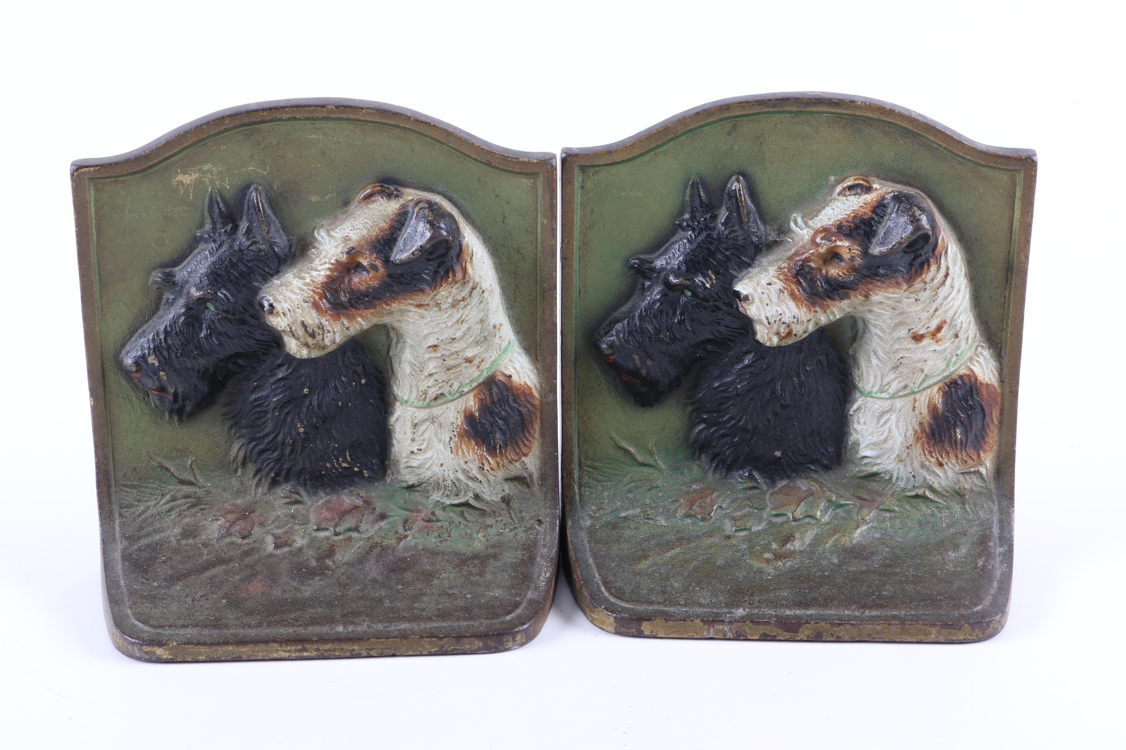 Hubley Cast Iron Dog Theme Bookends | EBTH