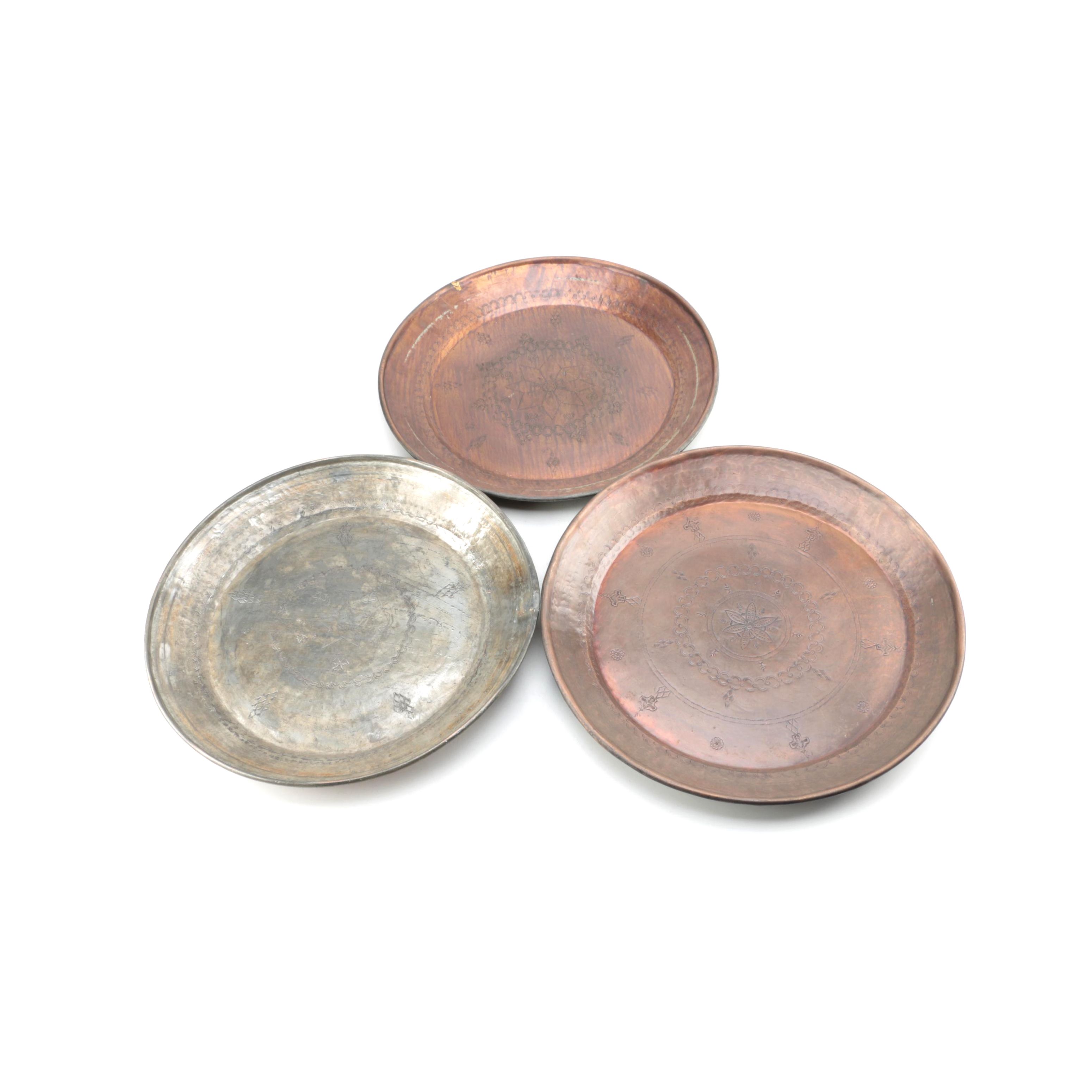 Asian Inspired Round Copper Serving Trays | EBTH