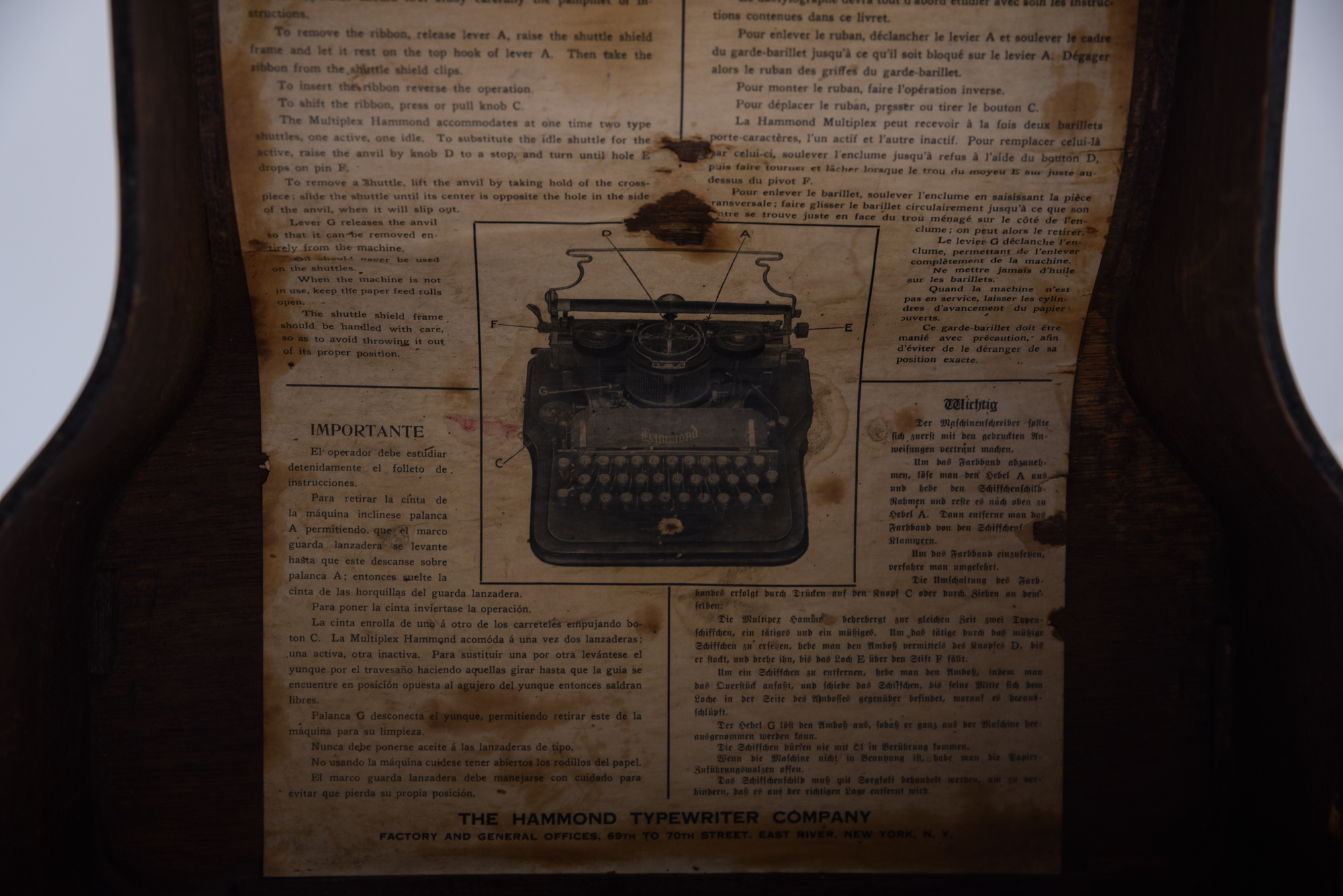 1910s Hammond Multiplex Typewriter with Interchangeable Type Shuttle ...