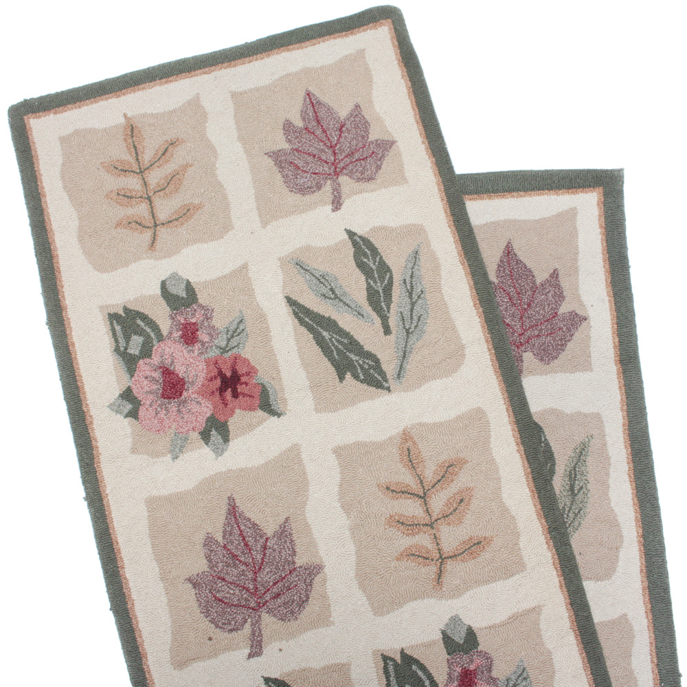 Pair of Hooked Floral Rug Runners | EBTH