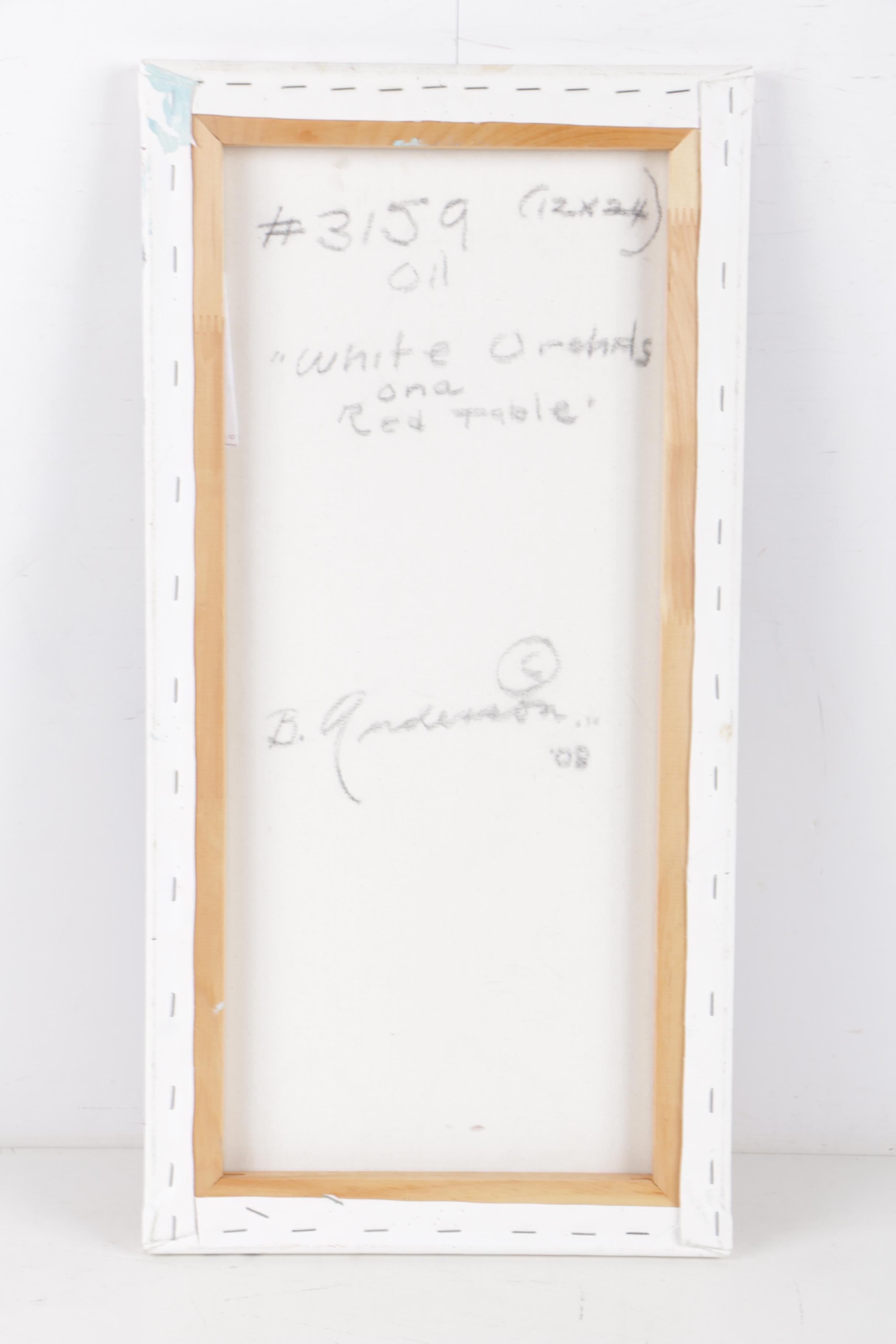 Beth Anderson Oil Painting "White Orchids on a Red Table" | EBTH