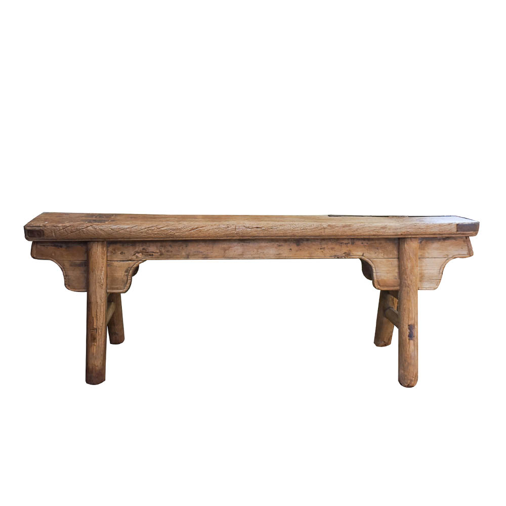 Antique Asian Rustic Elm Bench | EBTH