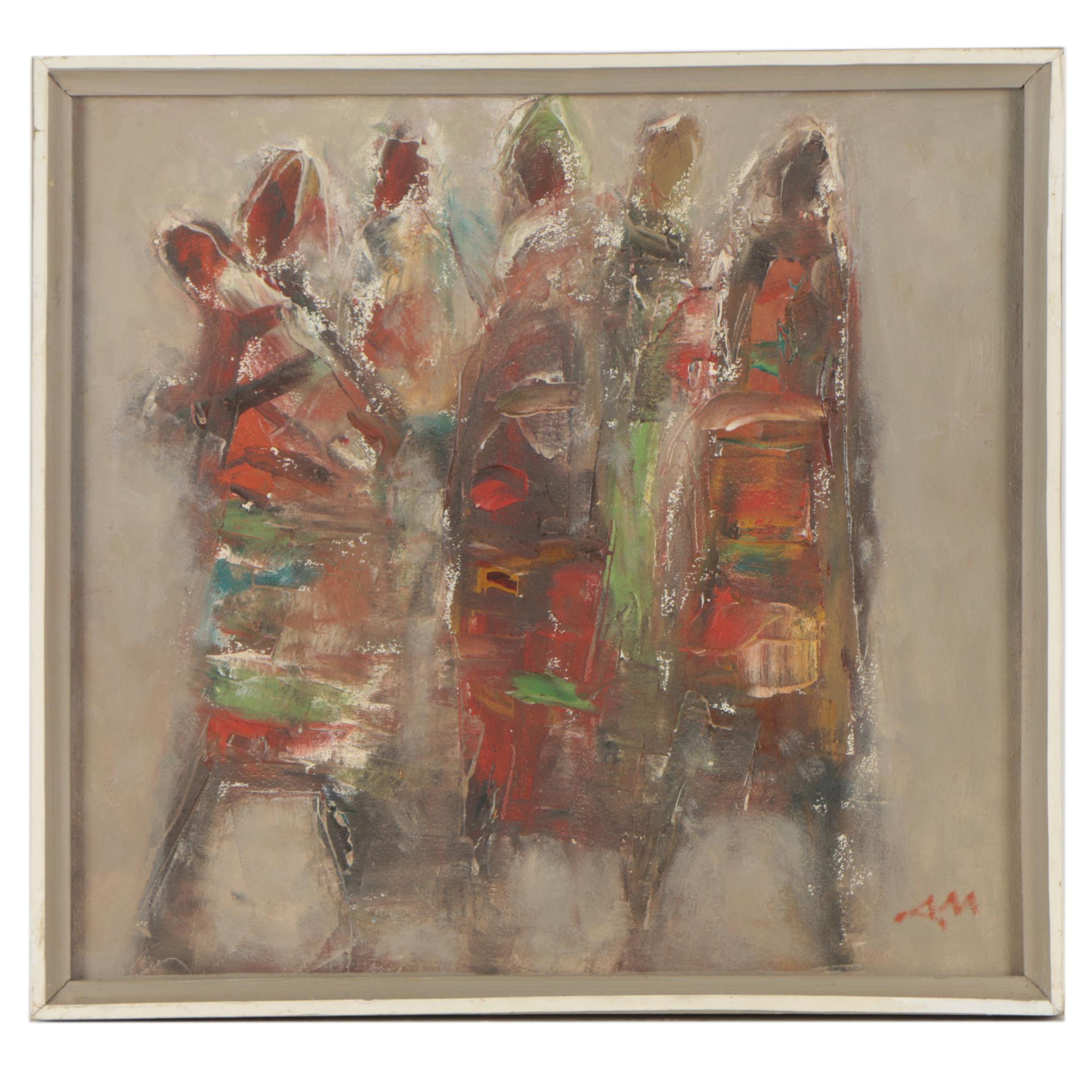Abstract Oil Painting of Figures | EBTH