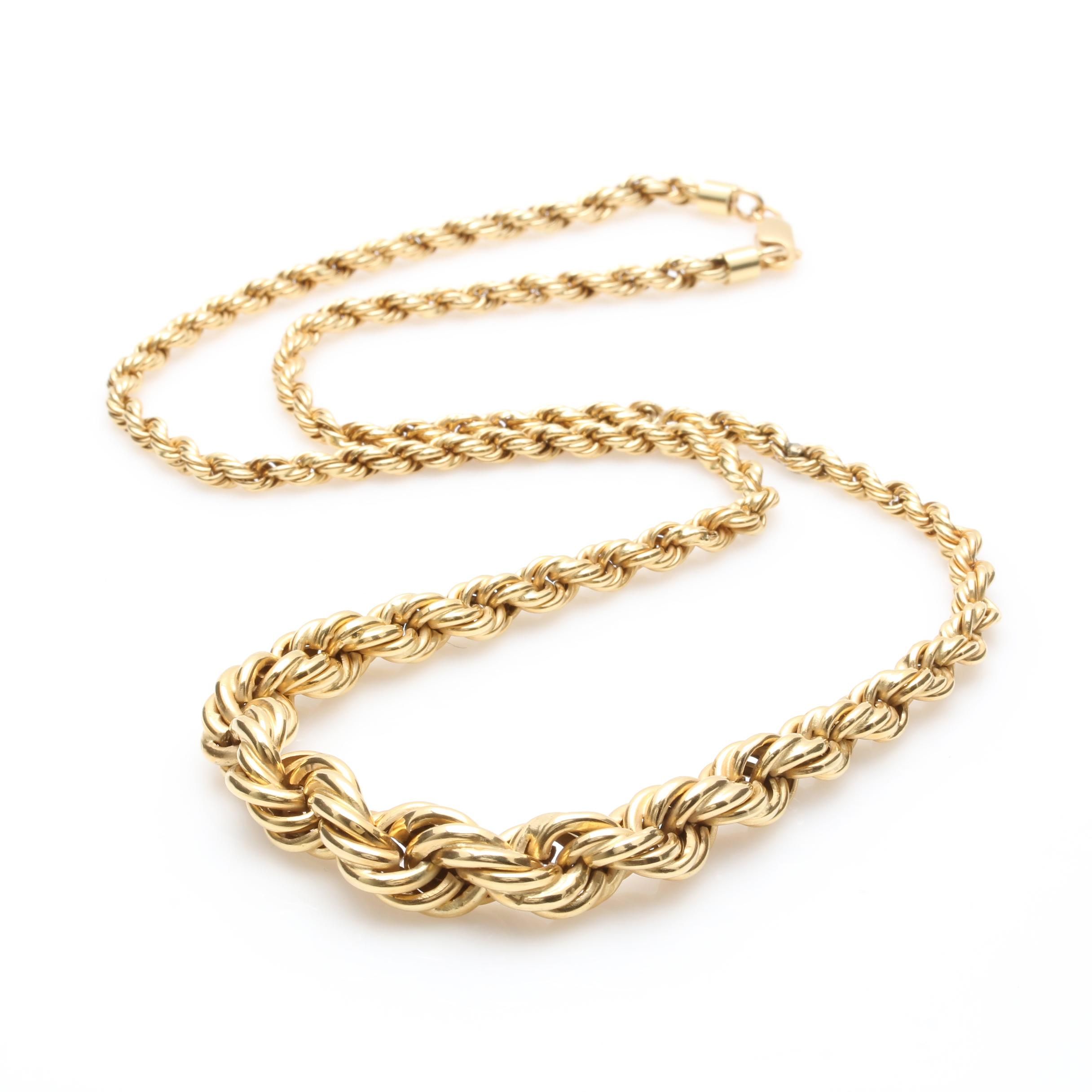 18K Yellow Gold Graduated Rope Chain | EBTH
