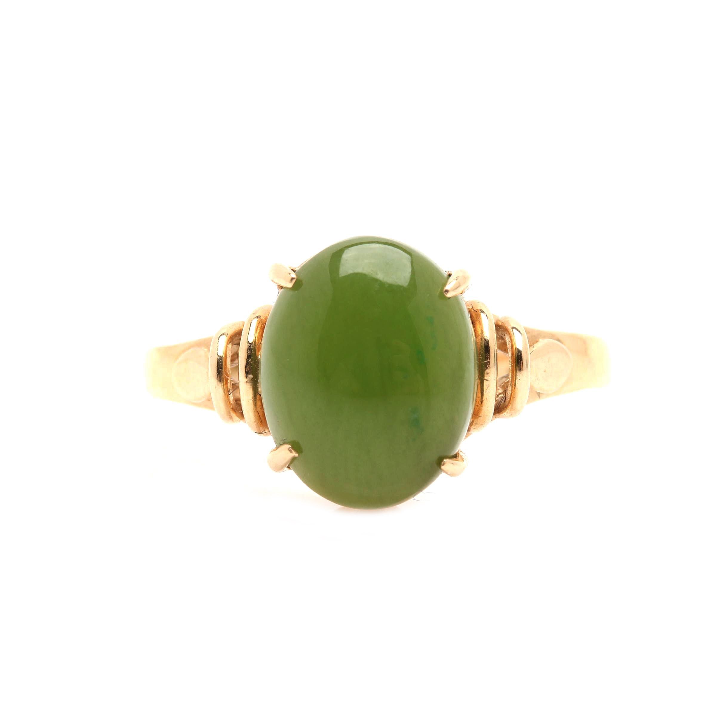 18K Yellow Gold Nephrite Ring | EBTH