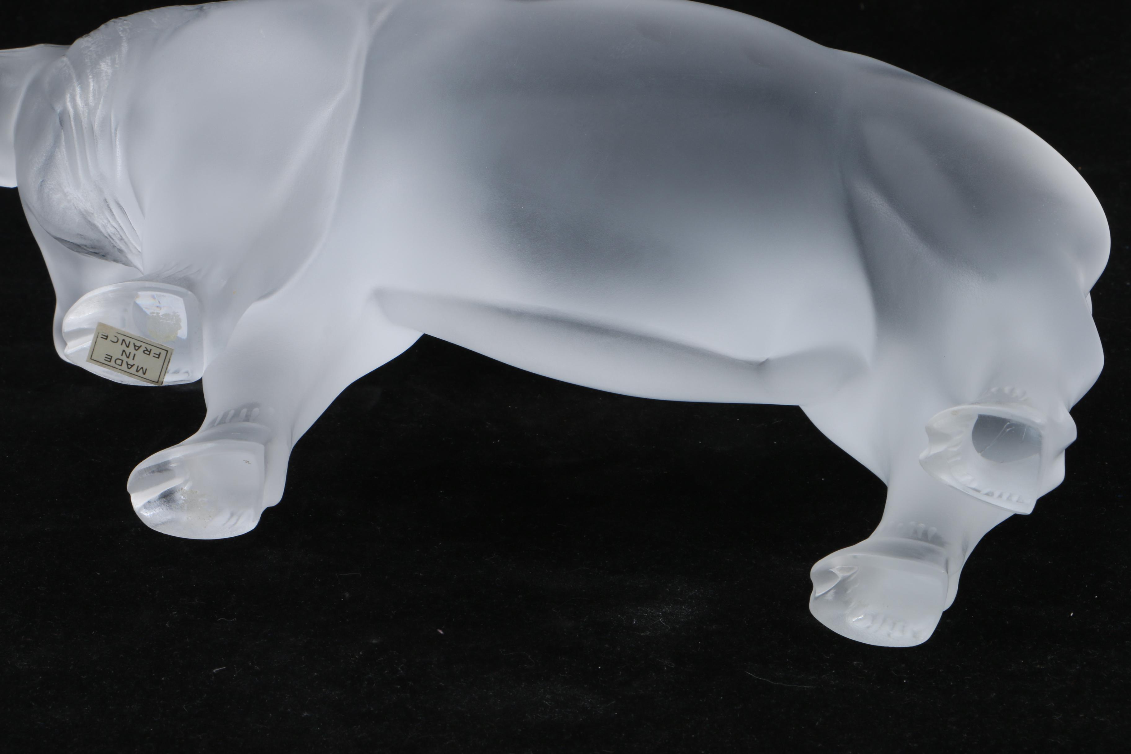 Frosted Crystal Water Buffalo Figurine in the Style of Lalique | EBTH