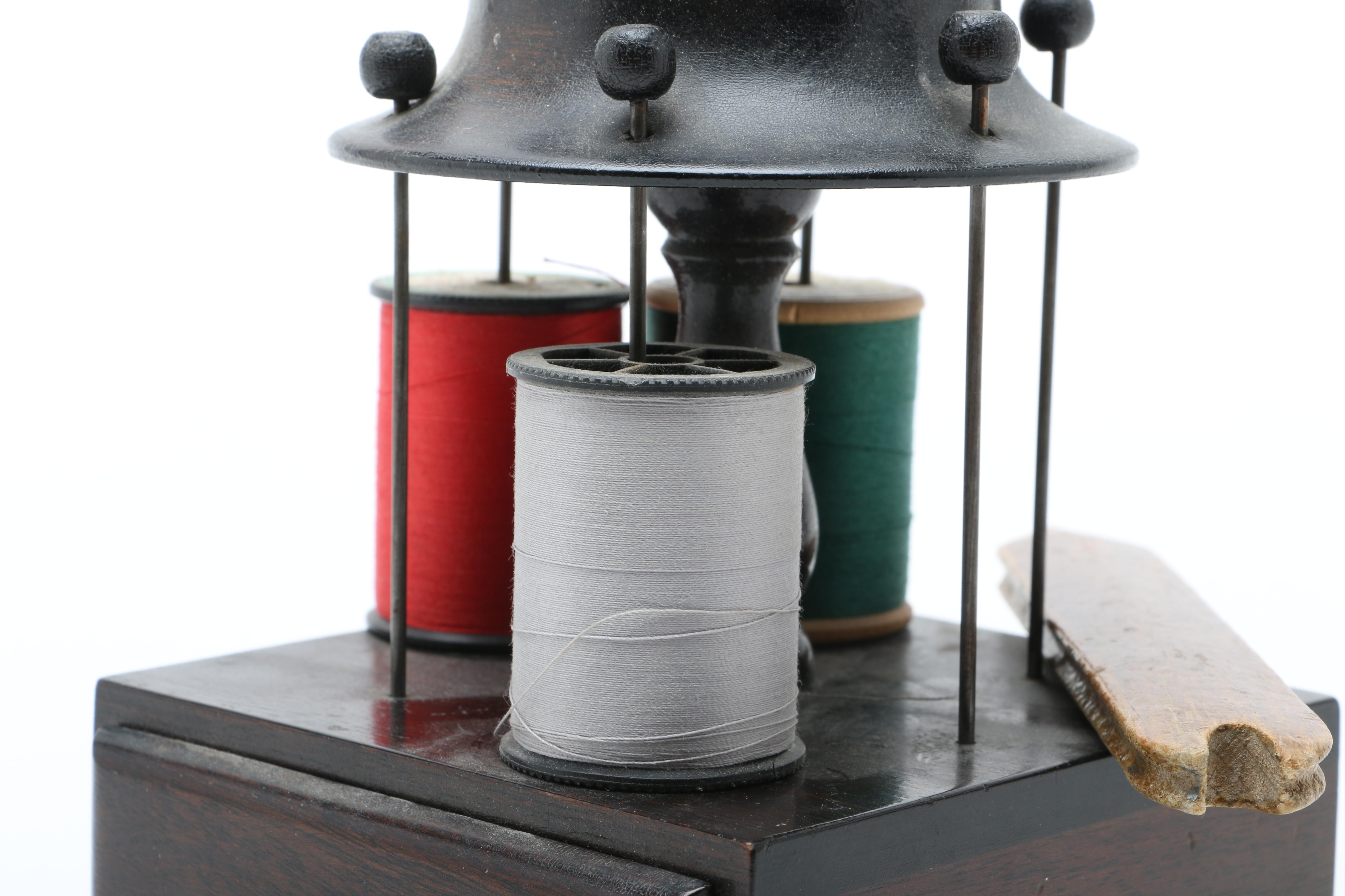 Vintage Table Top Sewing Box with Thread Holders | EBTH