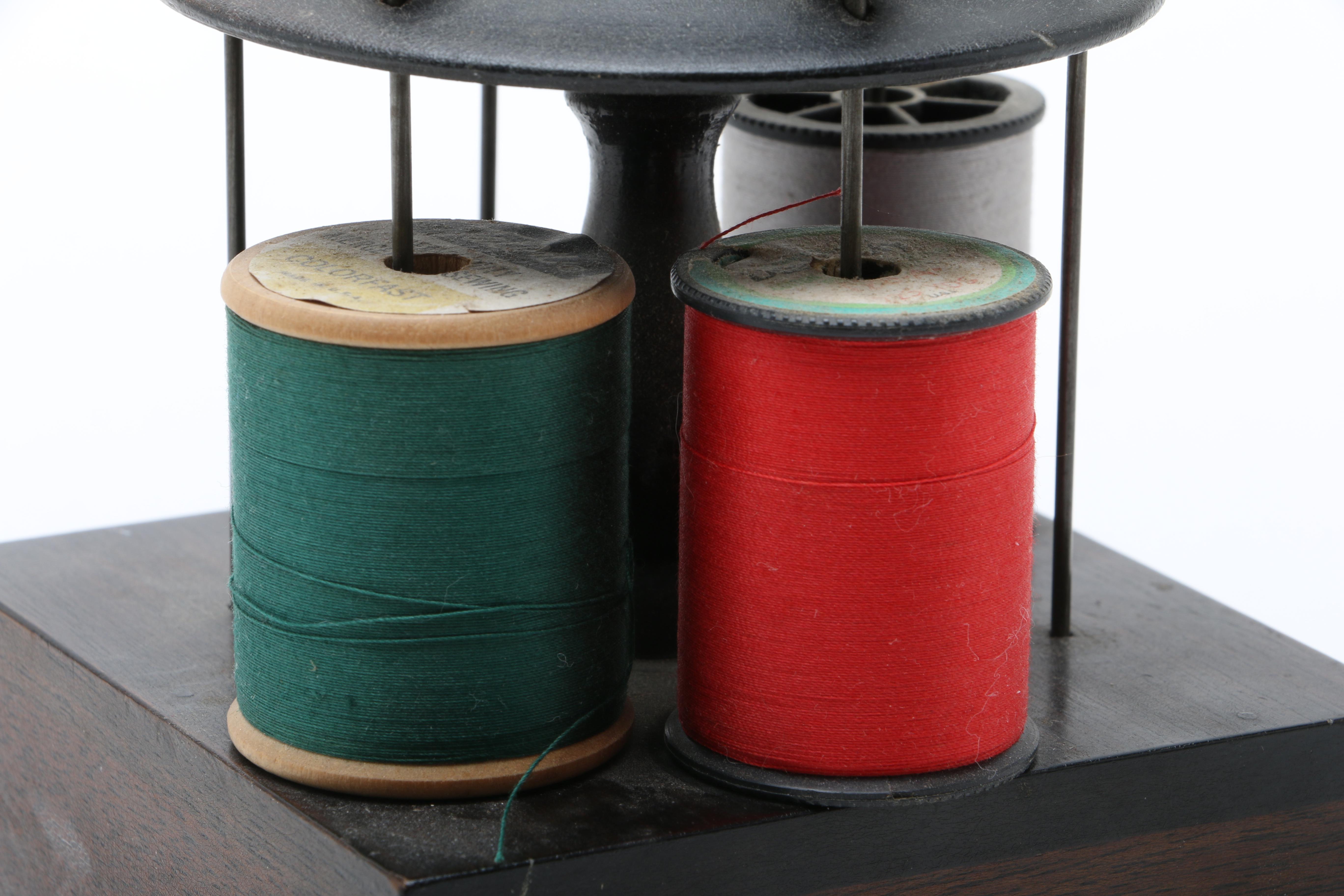 Vintage Table Top Sewing Box with Thread Holders | EBTH