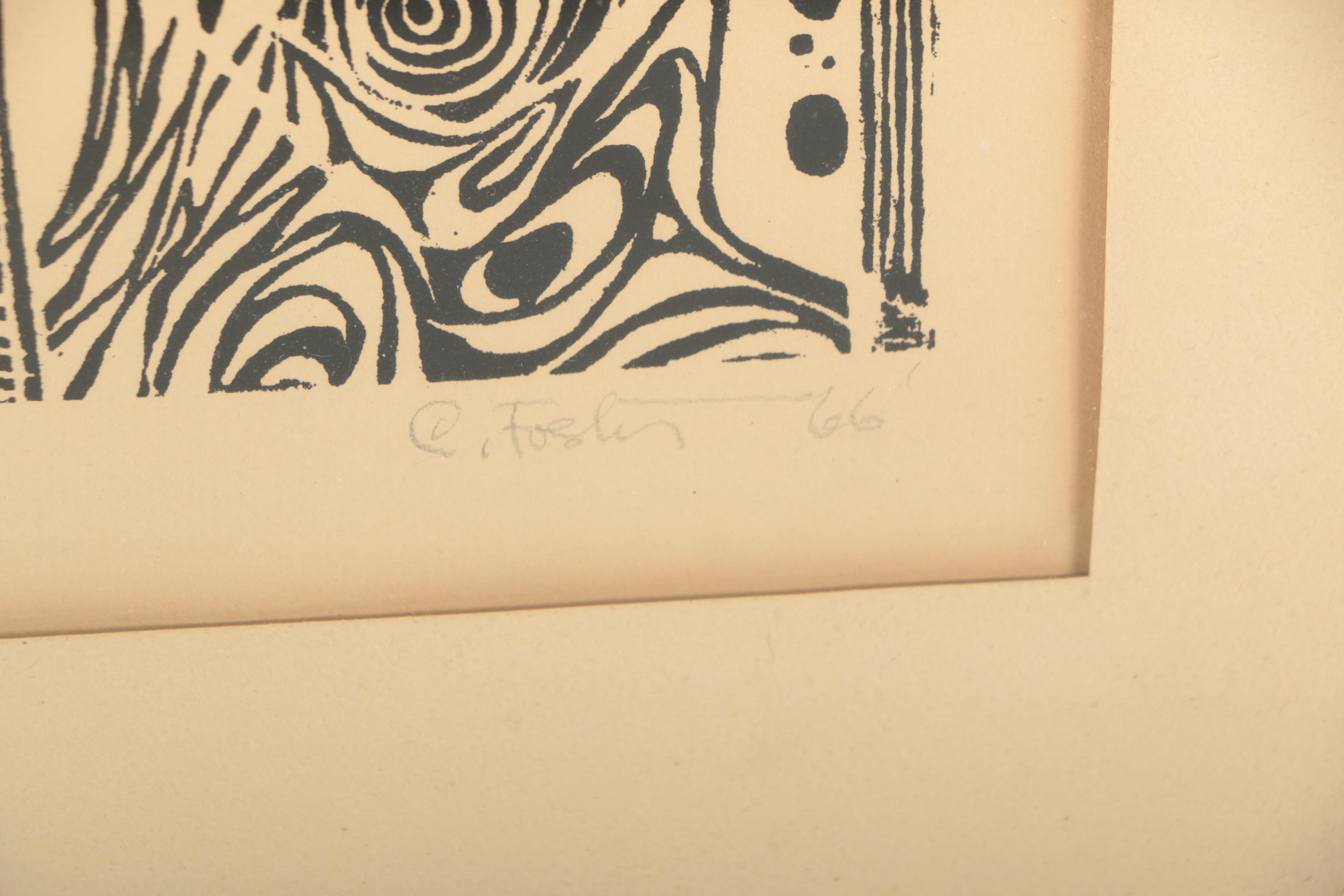 Carol Foster Relief Print "Hear, See, Speak No Evil" | EBTH