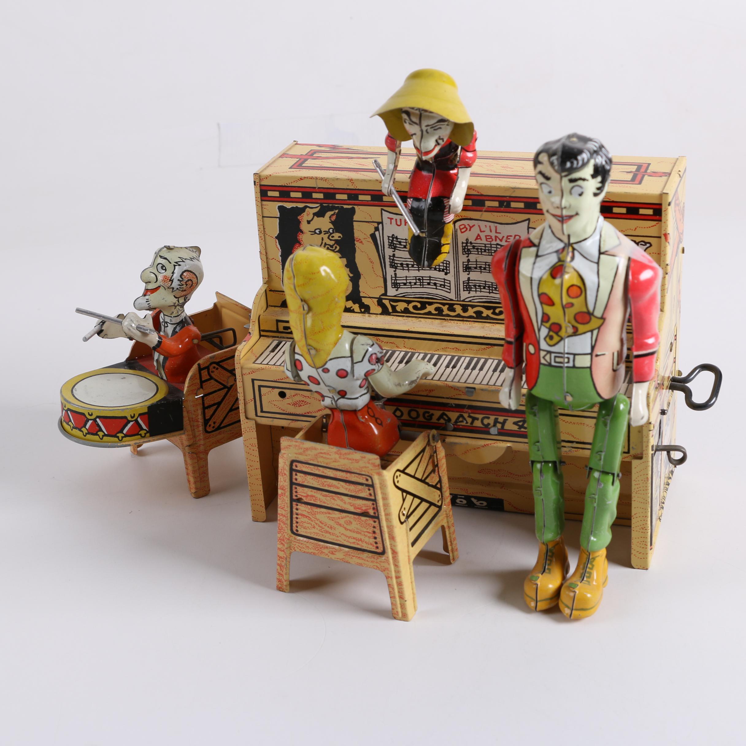 1945 "Li'l Abner" Dogpatch Band Tin Wind-Up Musical Toy by Unique Art ...