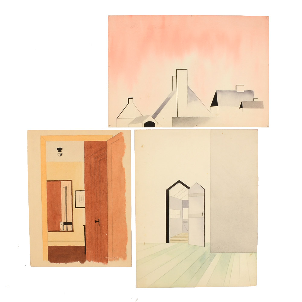 Three Alice Gore King Original Vintage Watercolor Paintings ...