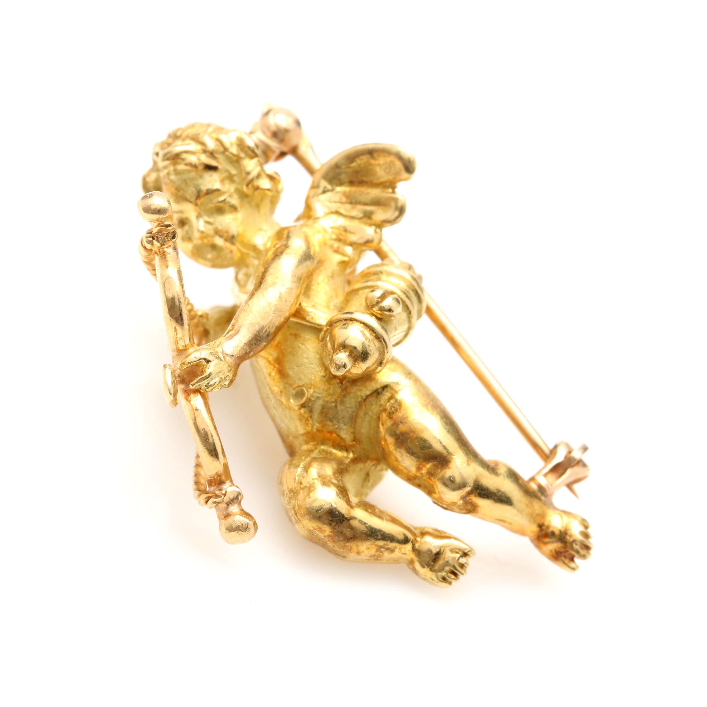 18K Yellow Gold Cupid Brooch | EBTH