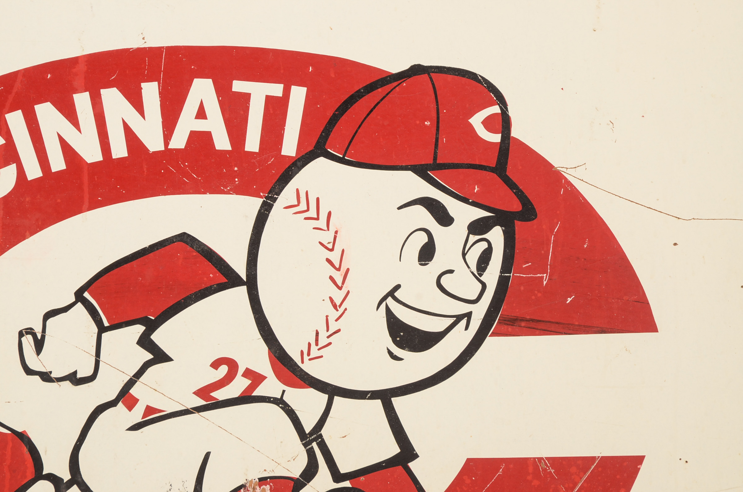 Large 1970s "Mr. Redlegs" Team Mascot Baseball Sign | EBTH