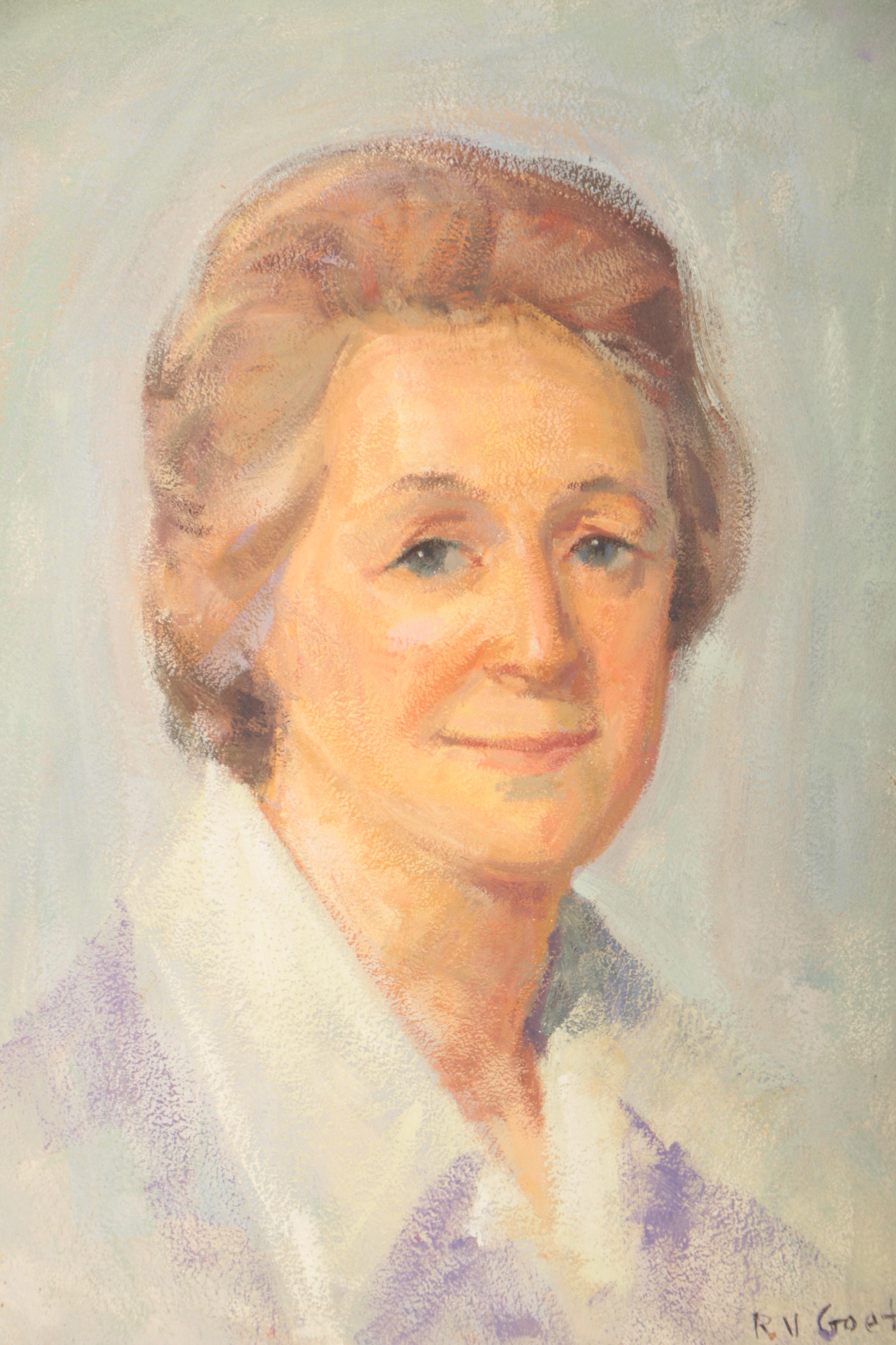 Richard Vernon Goetz Oil Pastel Portrait Drawing | EBTH