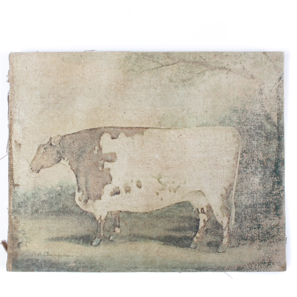 19th Century-Style Bovine Painting | Everything But The House