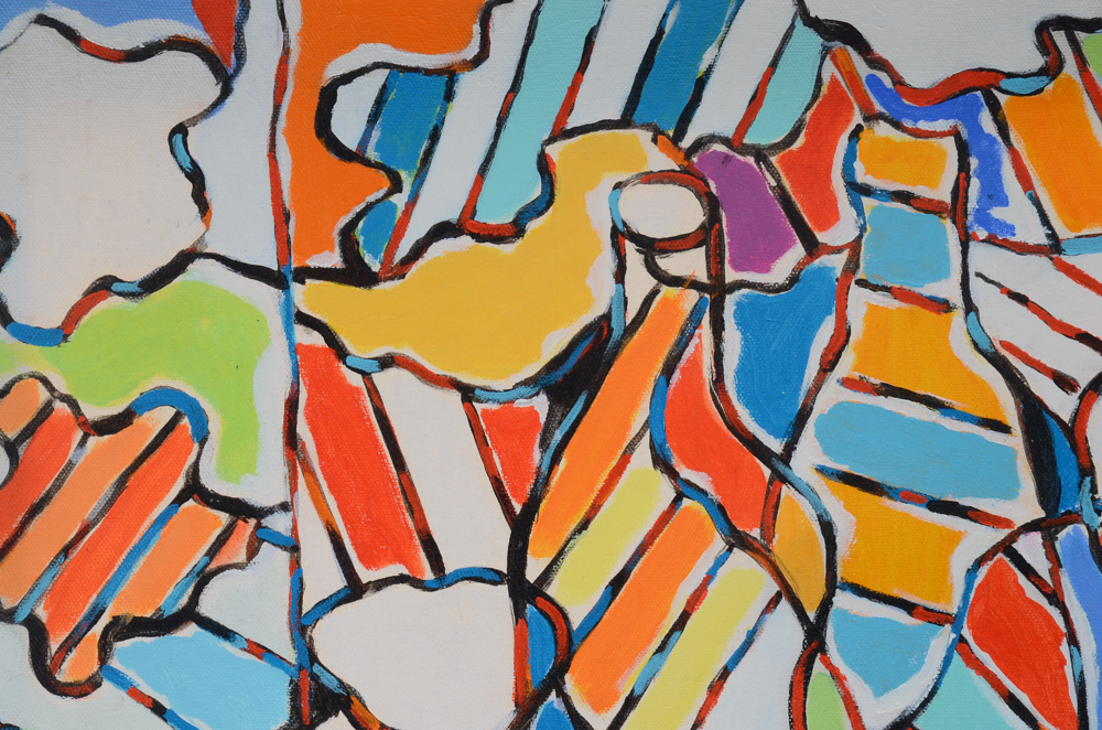 James Yoko 1989 Original Acrylic on Canvas "Still Life Landscape with ...