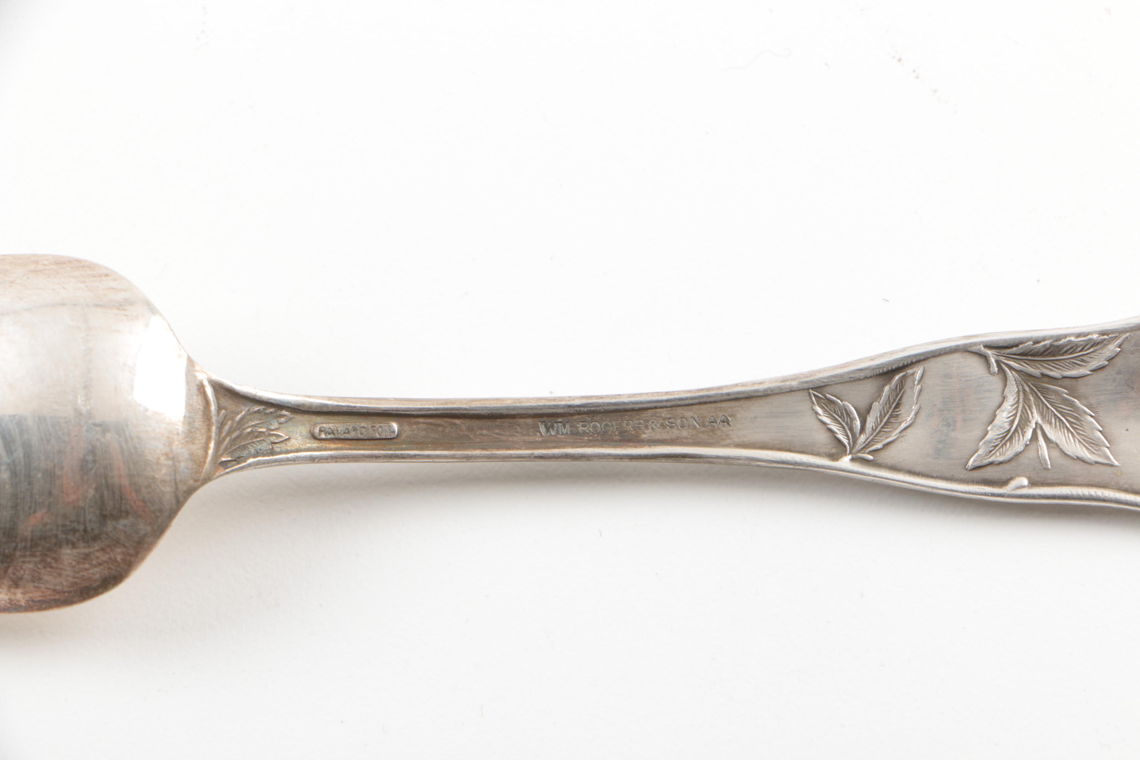 Pairpoint Silver Plate Bride's Basket and Cups with Wm. Rogers Spoon ...