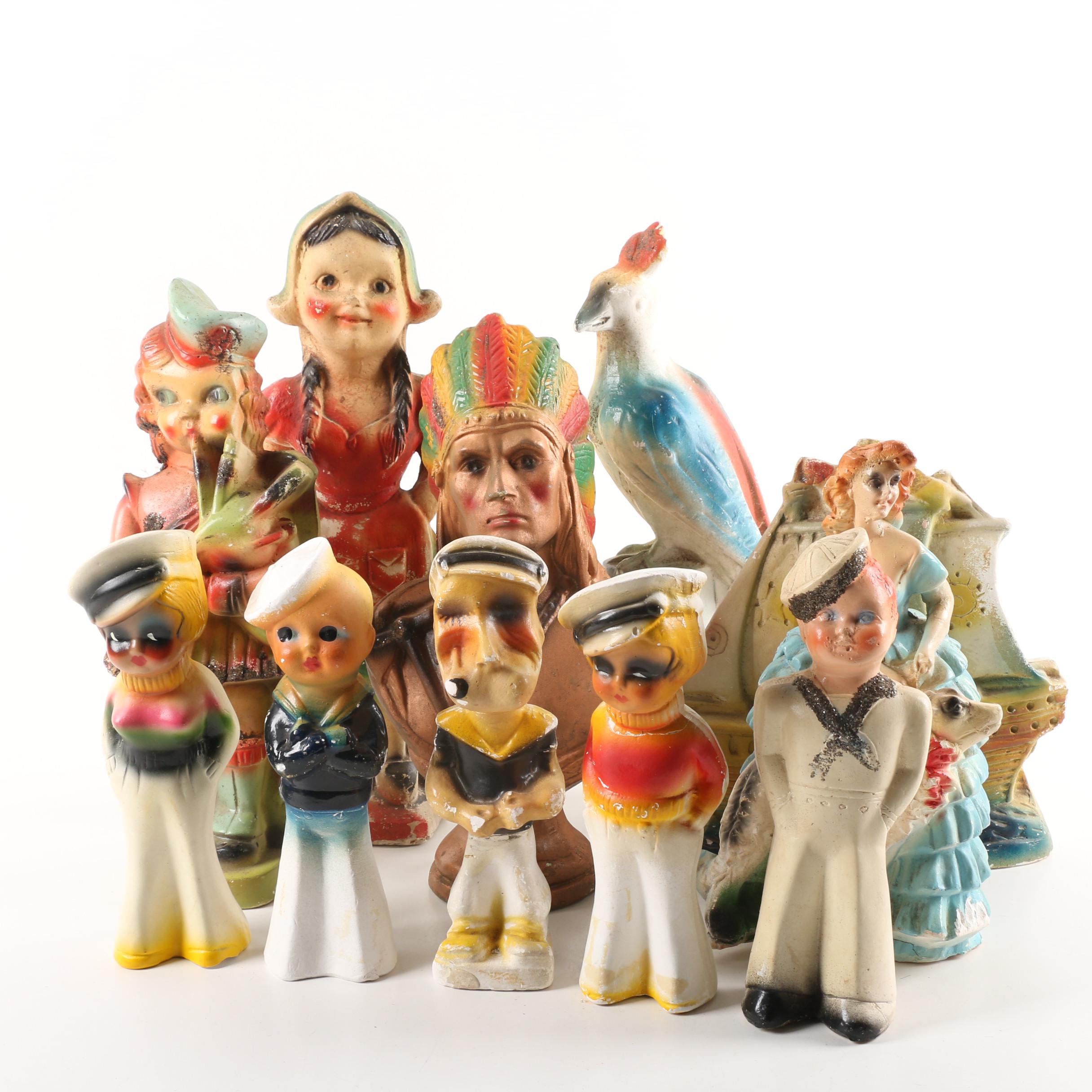 Circa 1920s Carnival Prize Chalkware Dolls | EBTH