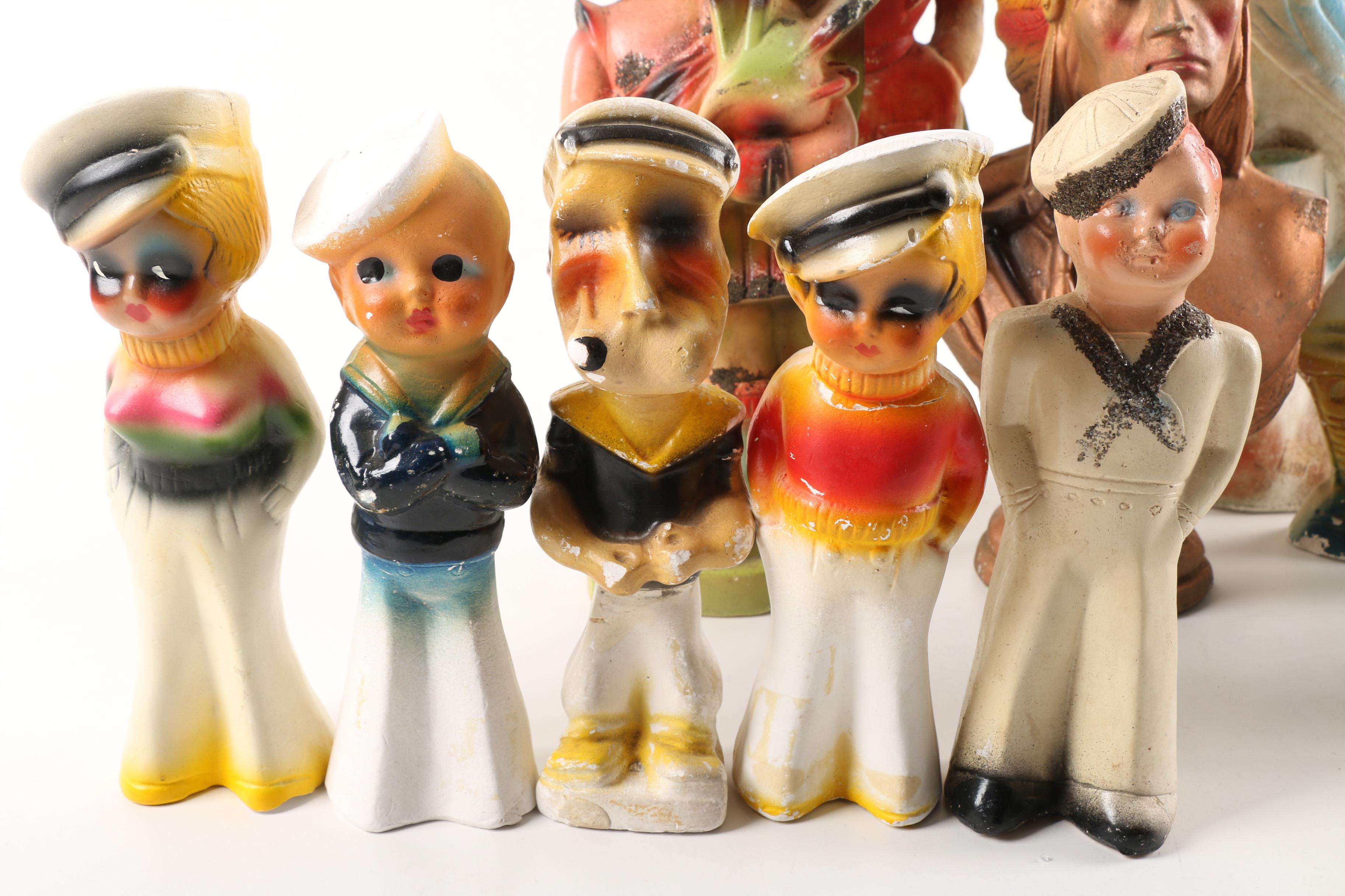 Circa 1920s Carnival Prize Chalkware Dolls | EBTH