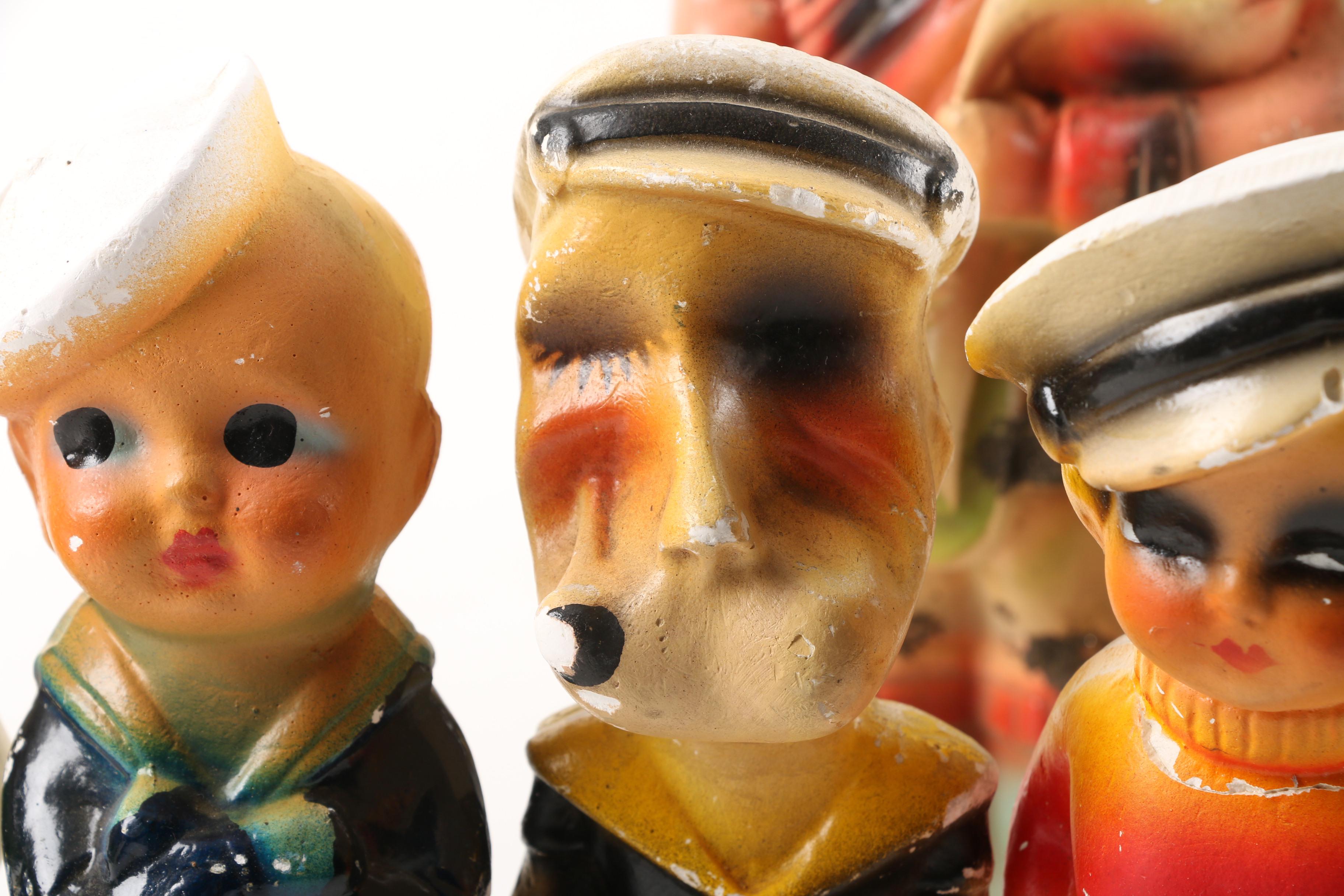 Circa 1920s Carnival Prize Chalkware Dolls | EBTH