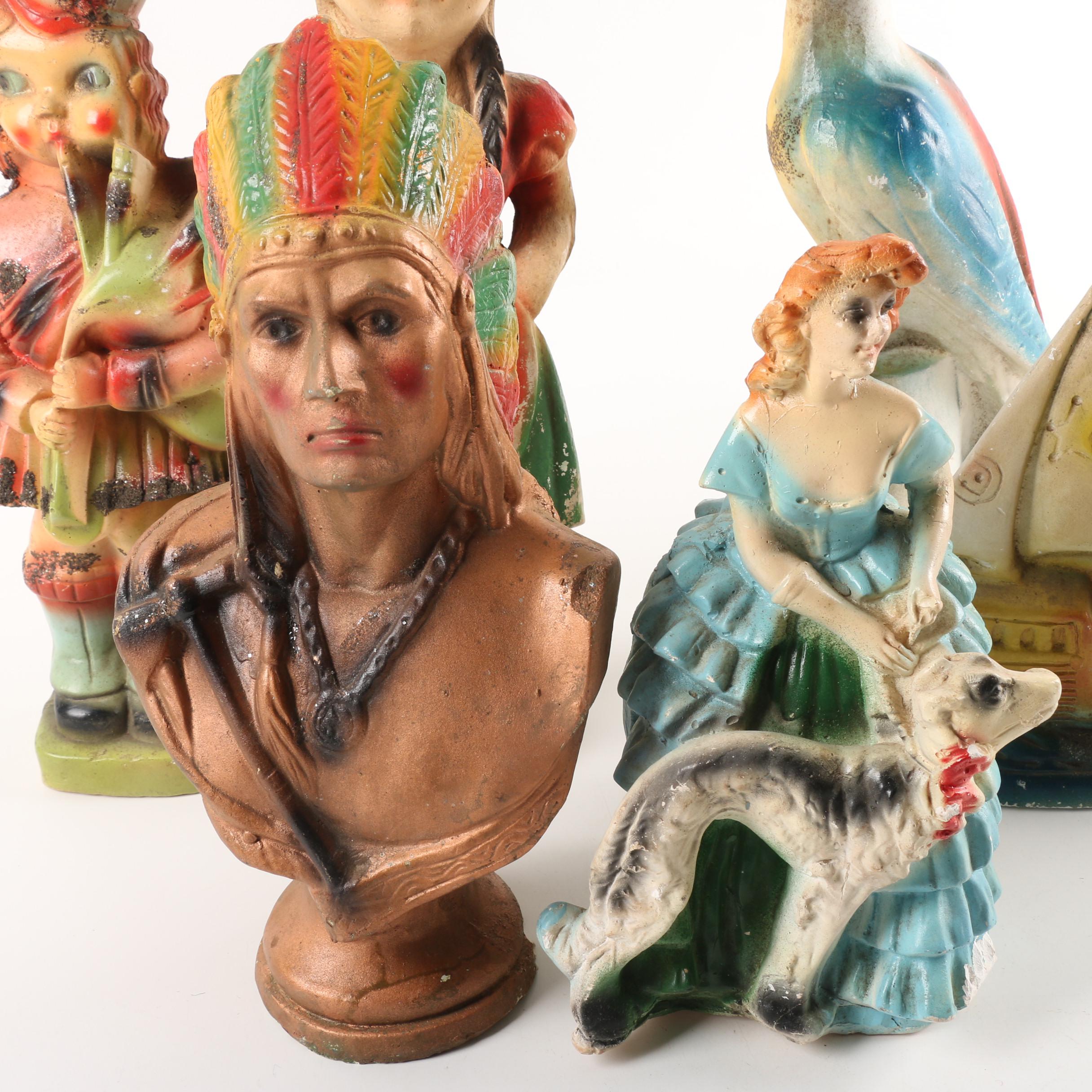 Circa 1920s Carnival Prize Chalkware Dolls | EBTH