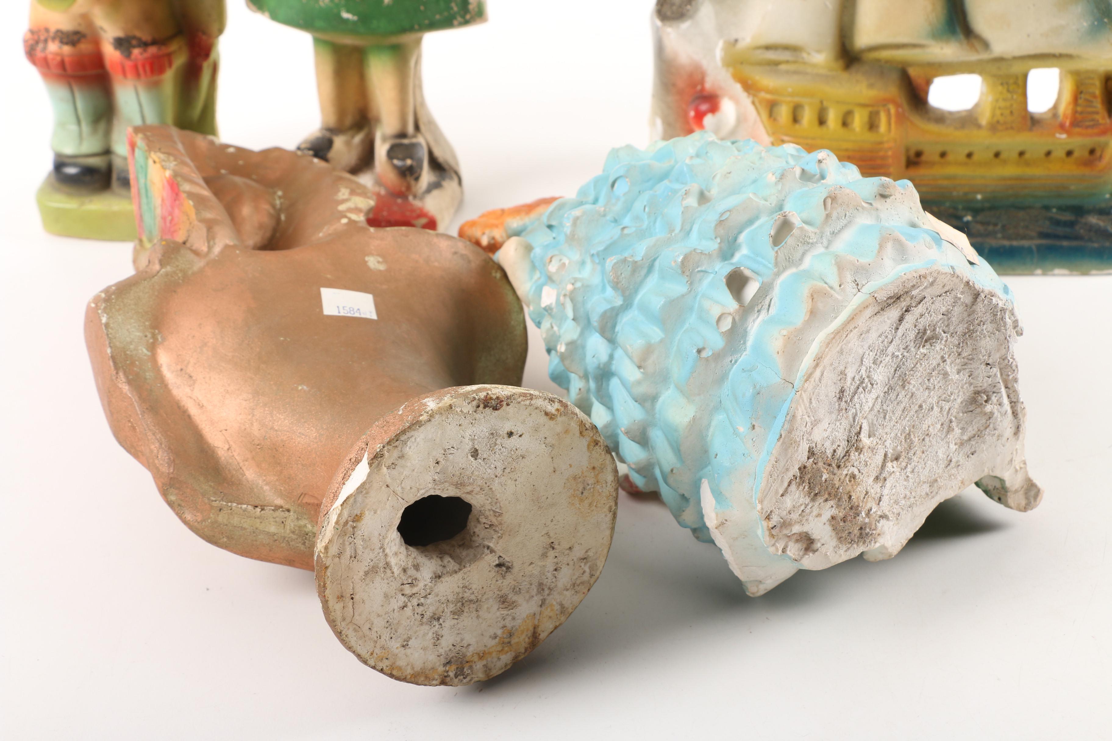 Circa 1920s Carnival Prize Chalkware Dolls | EBTH