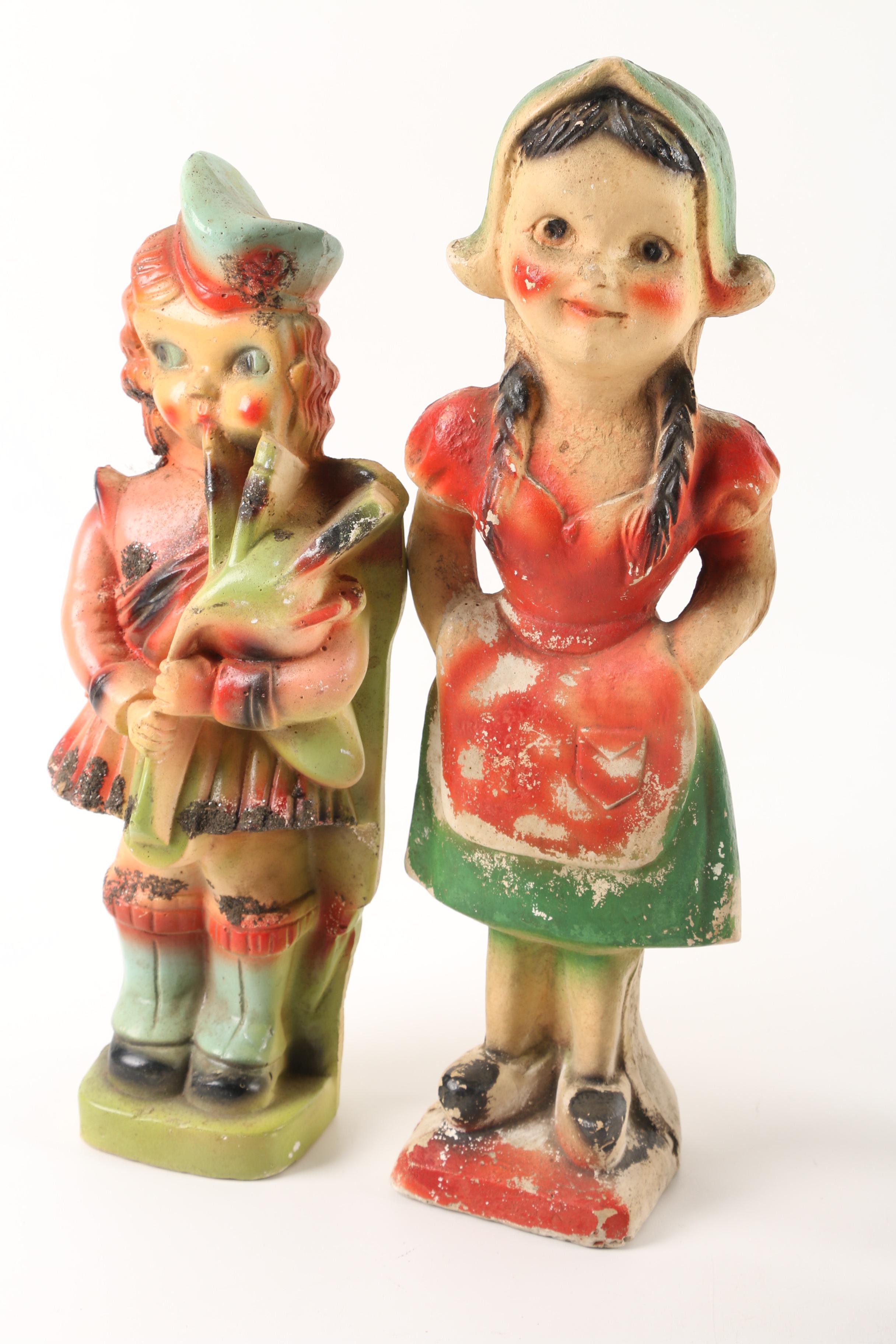 Circa 1920s Carnival Prize Chalkware Dolls | EBTH