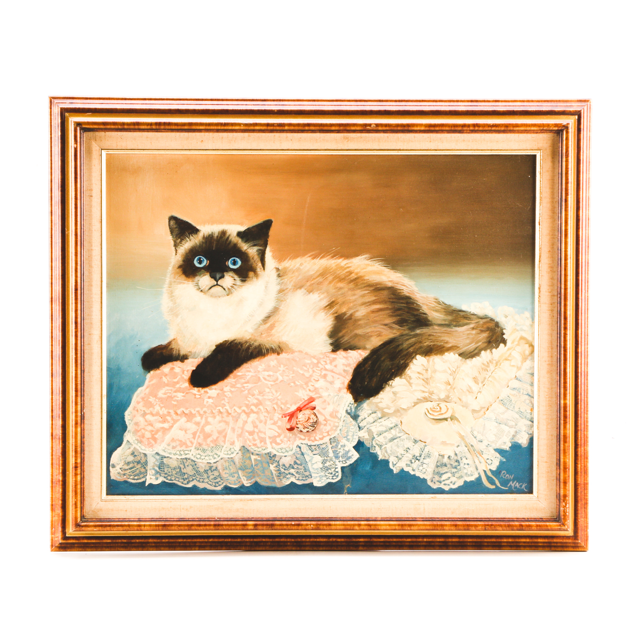 Ron Mack Oil Painting on Canvas of a Cat | EBTH