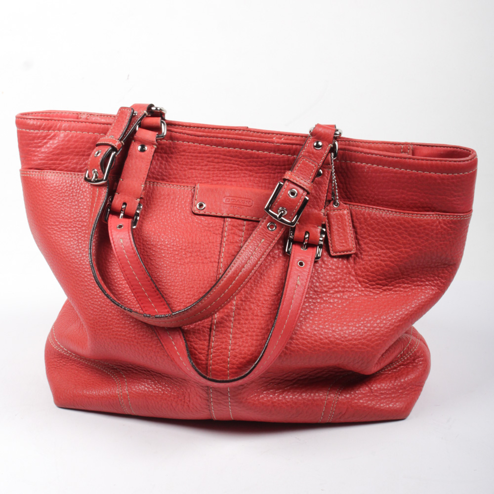 Coach Hamilton Coral Pebbled Leather Tote | EBTH