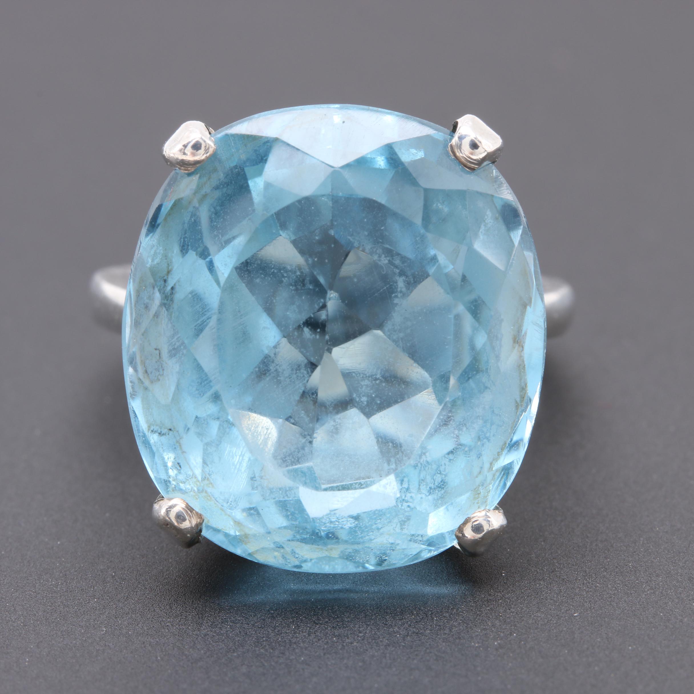 Sterling Silver Blue Topaz Ring | EBTH