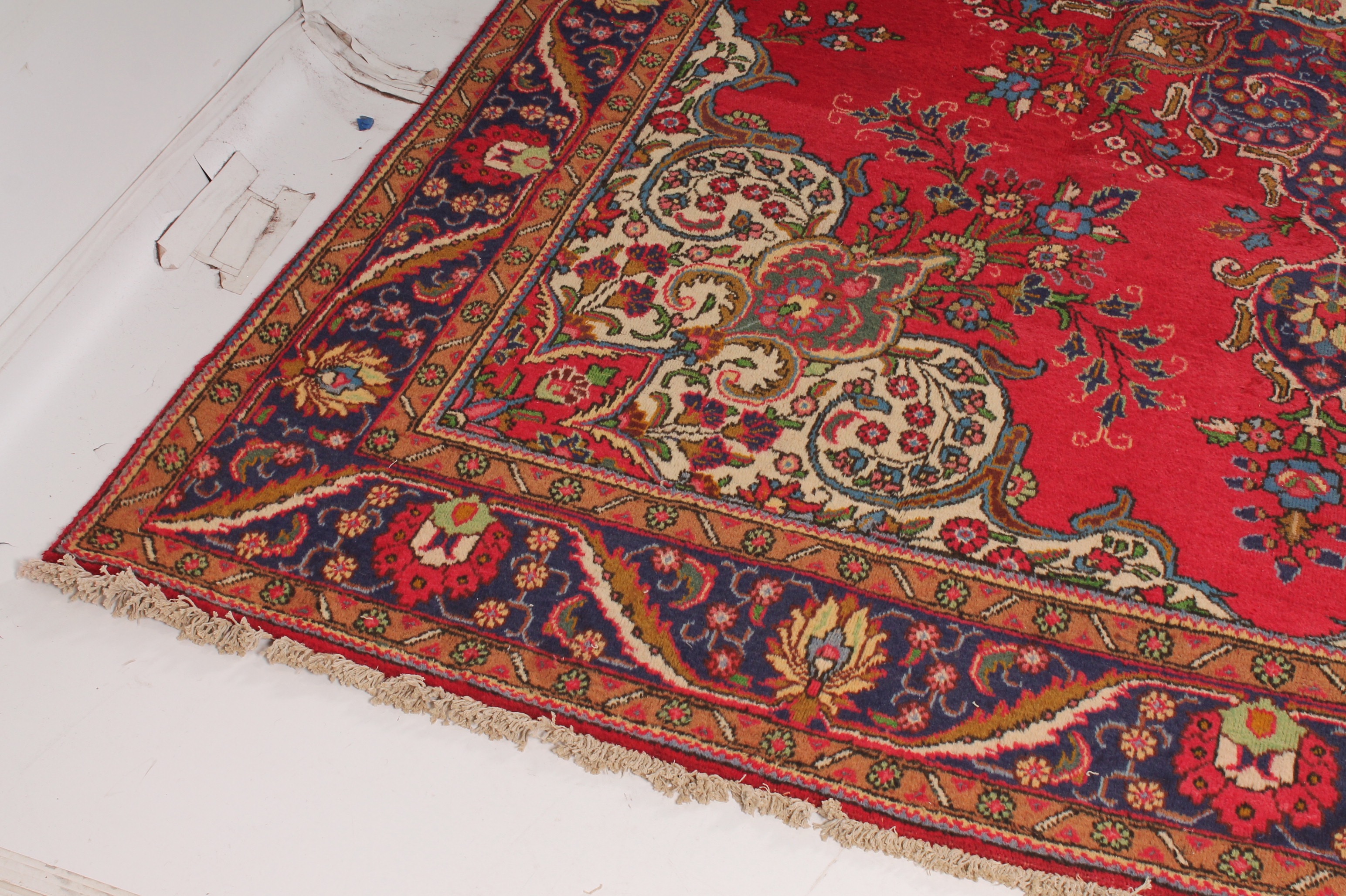 Vintage Hand Knotted Persian Tabatabaei Tabriz Room Size Rug | EBTH