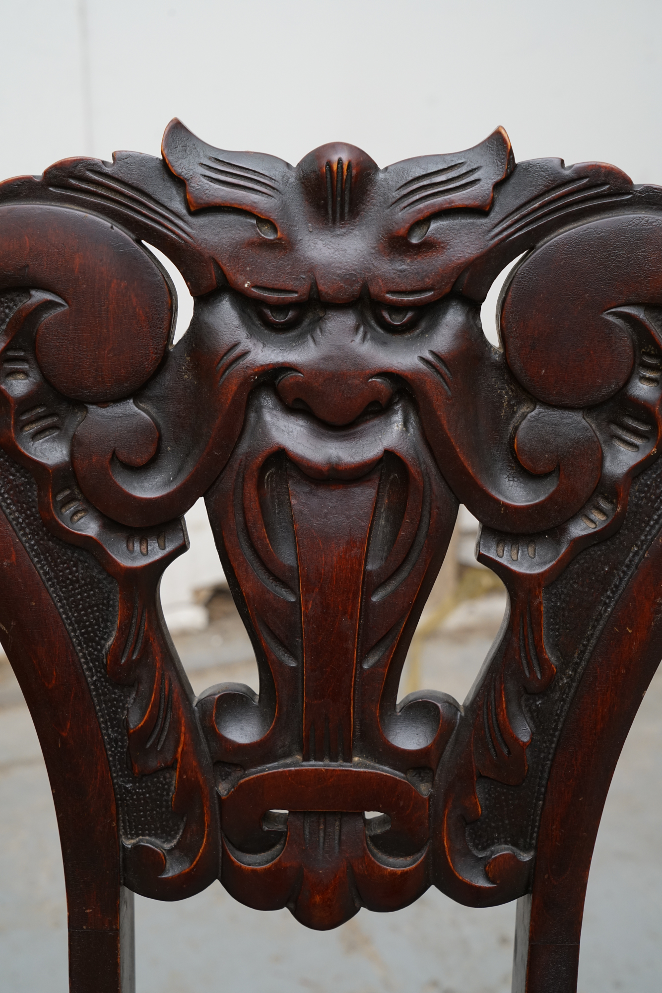 Vintage Green Man Carved Side Chair | EBTH