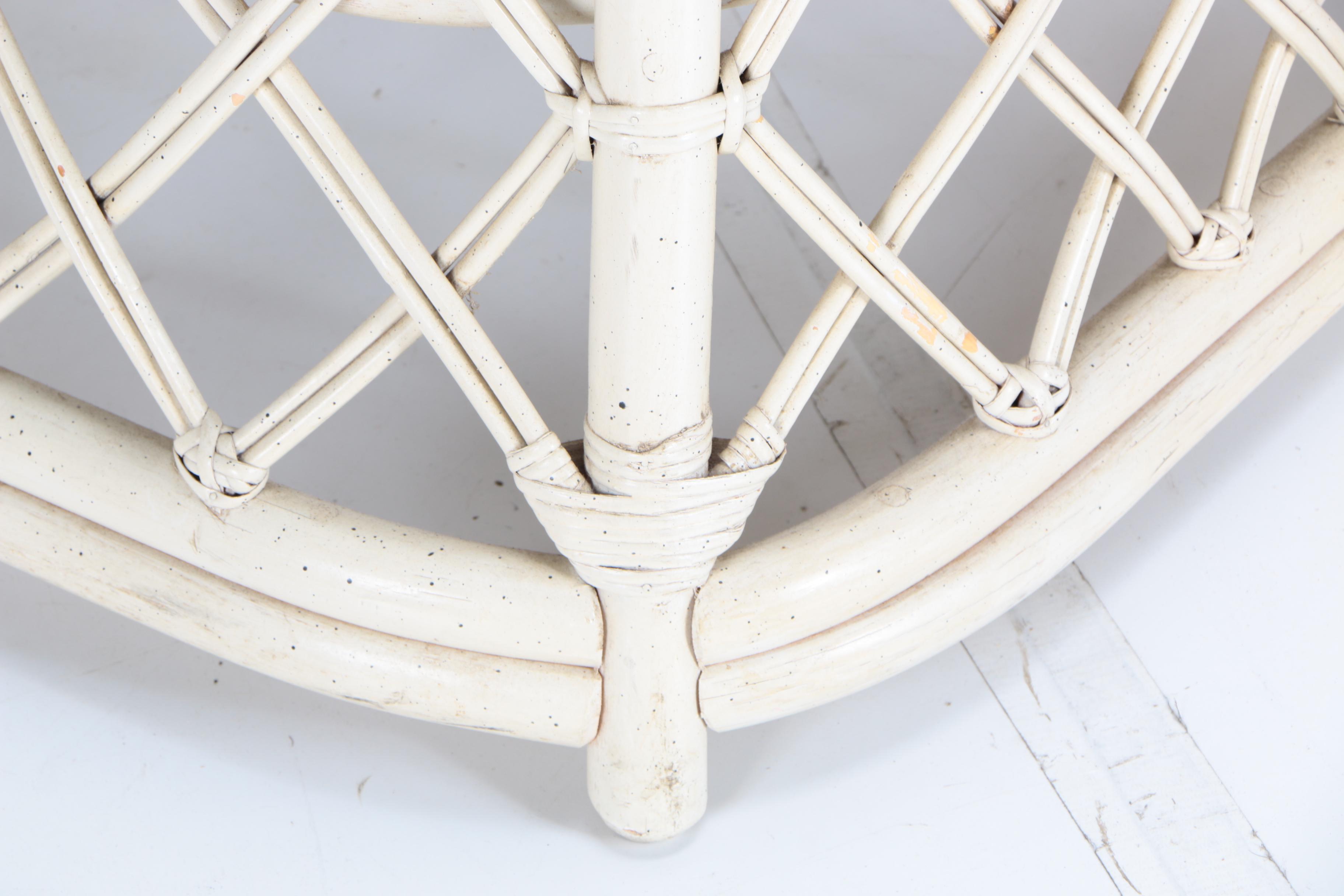 Painted Rattan Armchair Chair and Side Table | EBTH