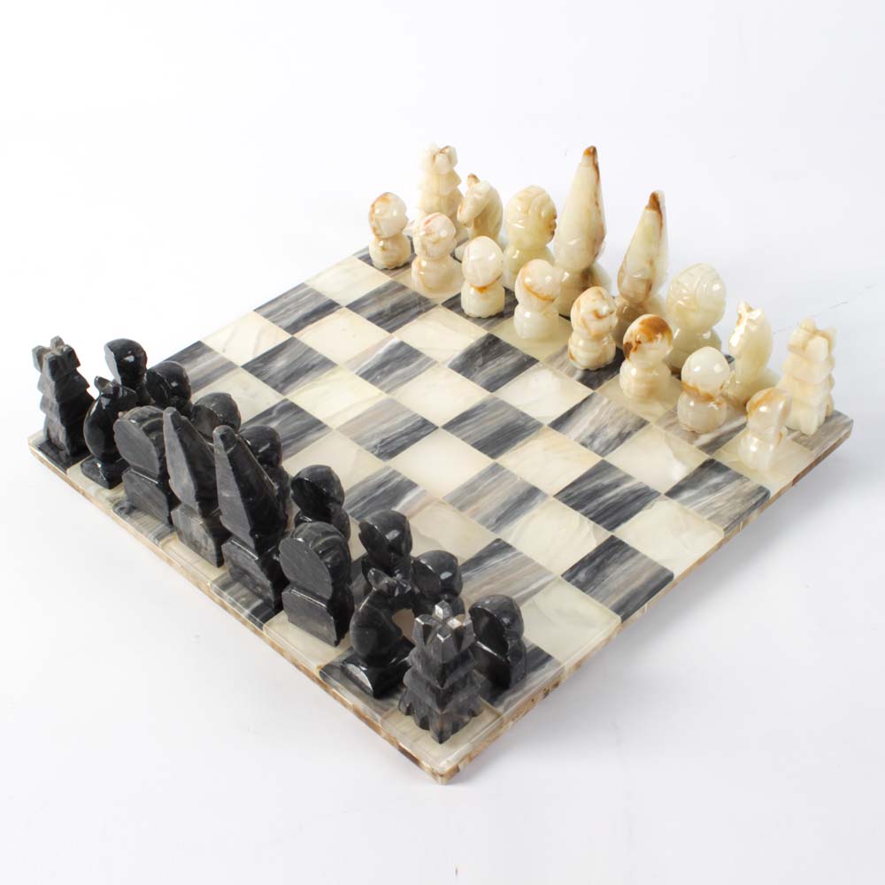 Carved Alabaster Chess Set | EBTH