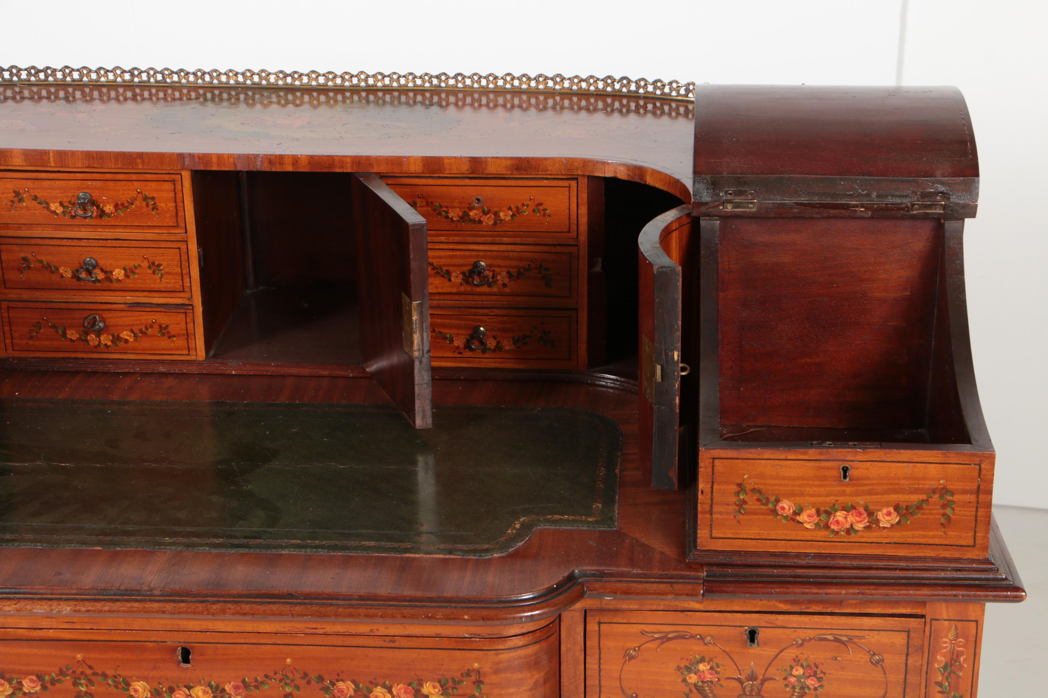 George III Style Painted Satinwood Carlton House Desk, 20th Century | EBTH